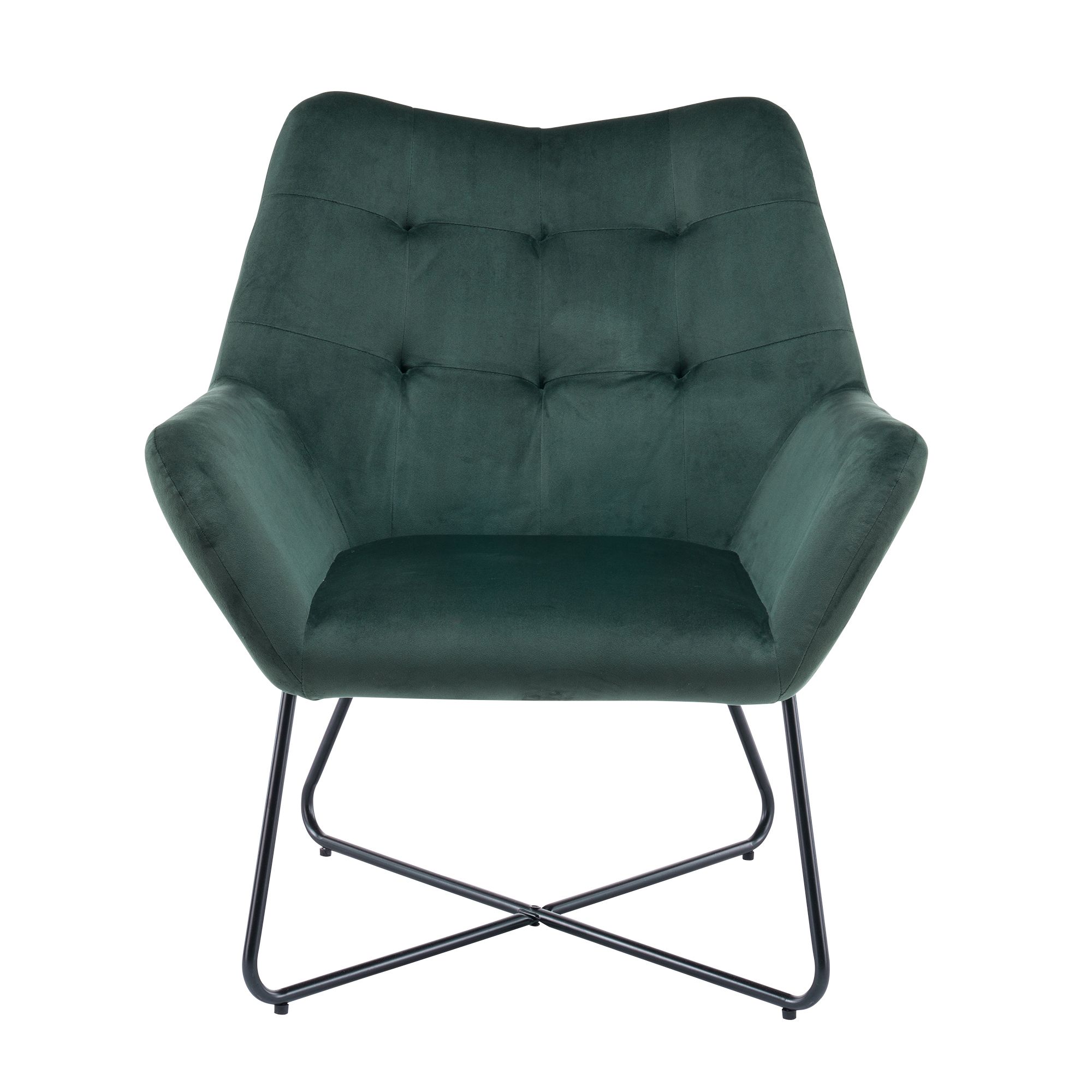 Turio Forest green Velvet effect Chair H 865mm W 750mm D 800mm