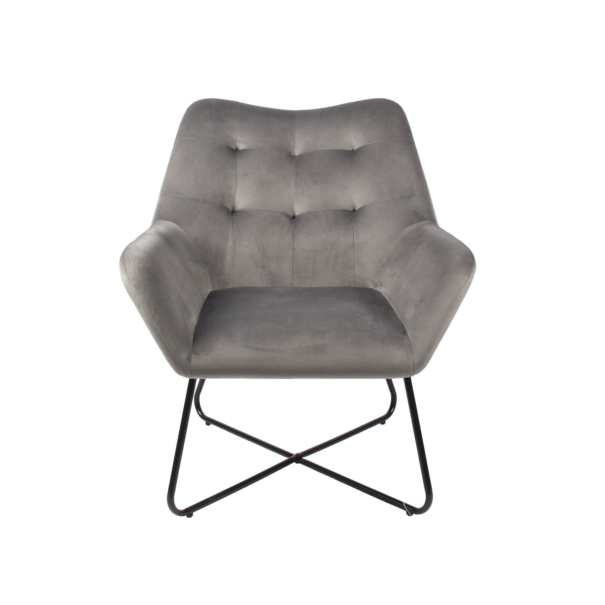 Turio Grey Velvet effect Chair H 865mm W 750mm D 800mm