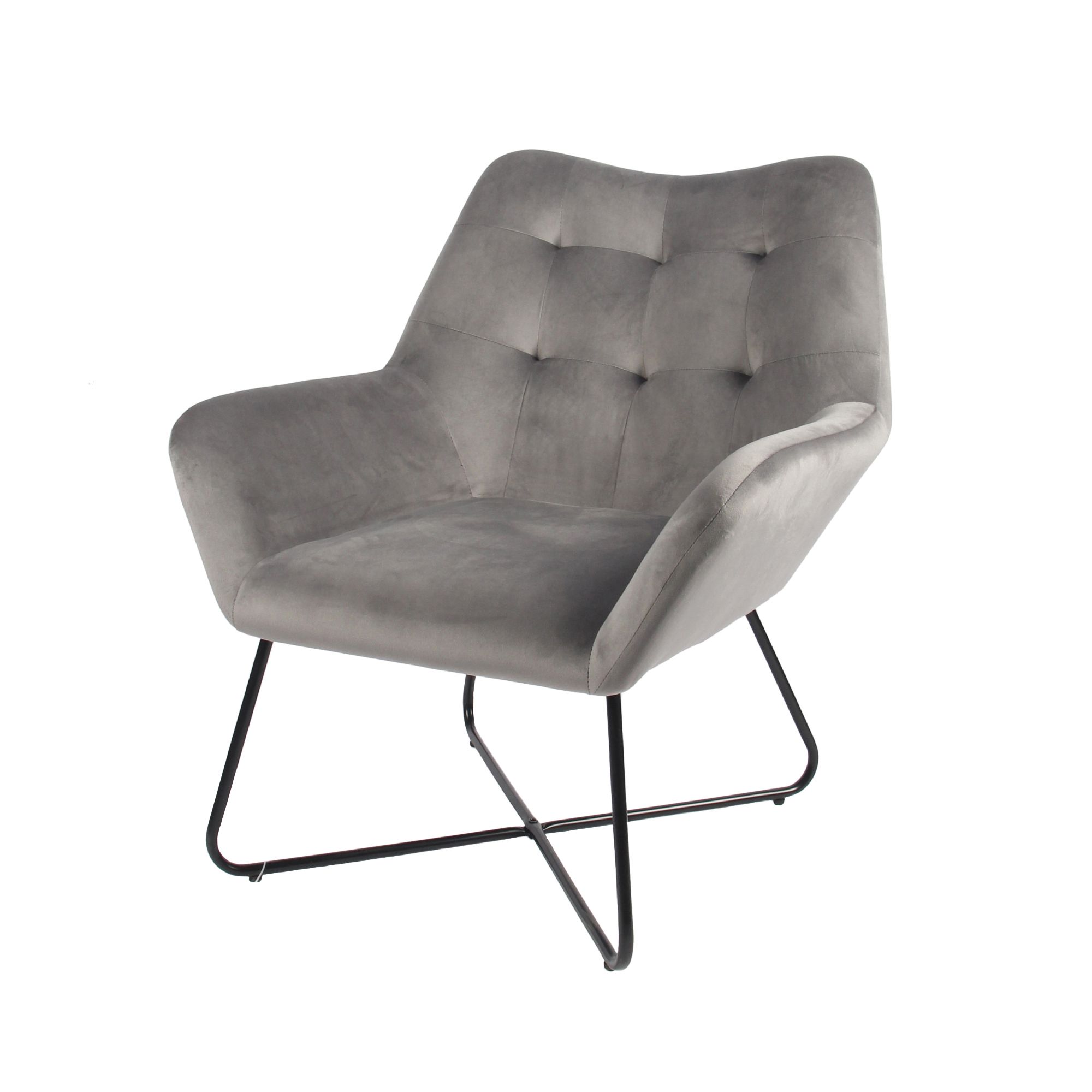 Turio Grey Velvet effect Chair (H)865mm (W)750mm (D)800mm | £49 at B&Q