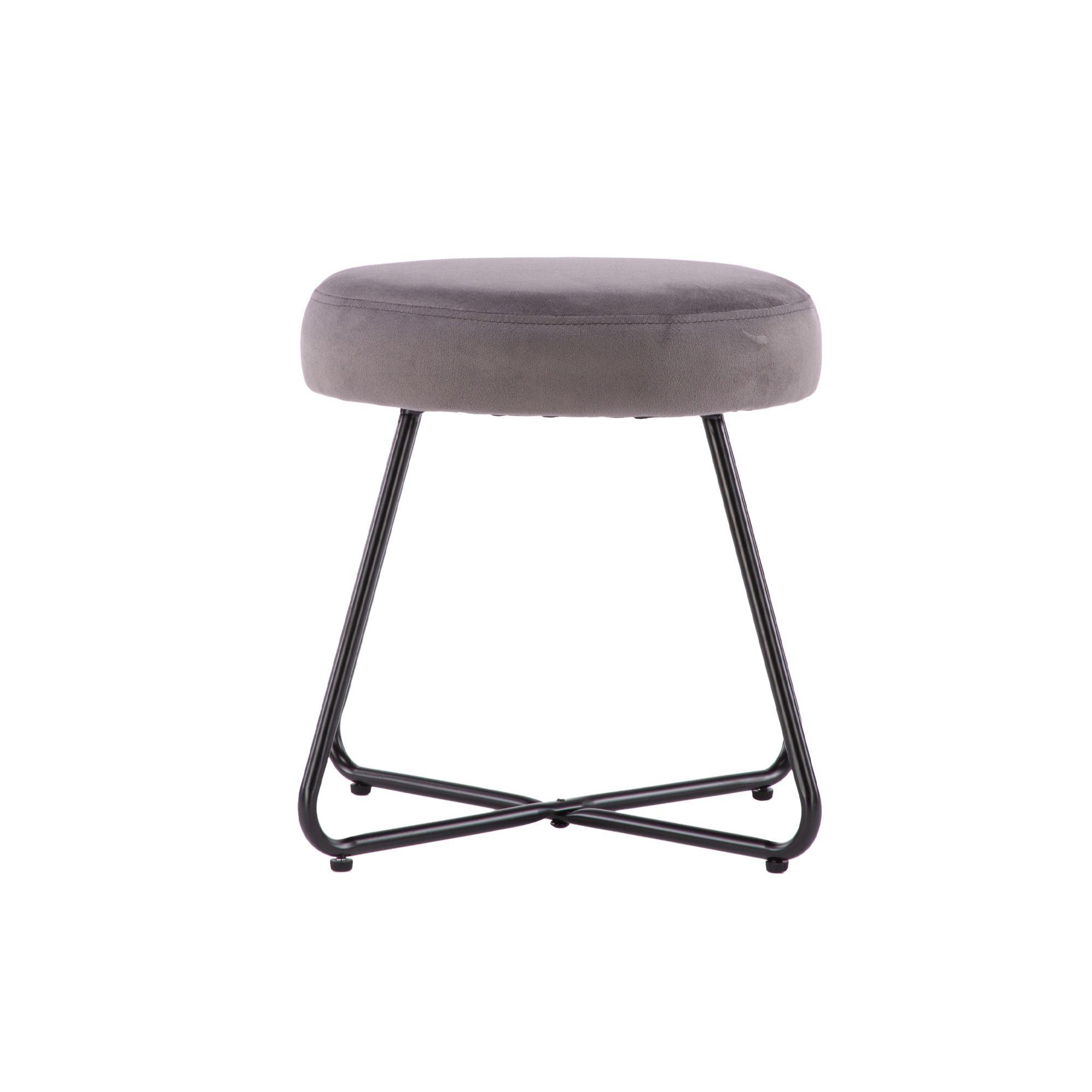 TURIO GREY VELVET EFFECT PADDED STOOL