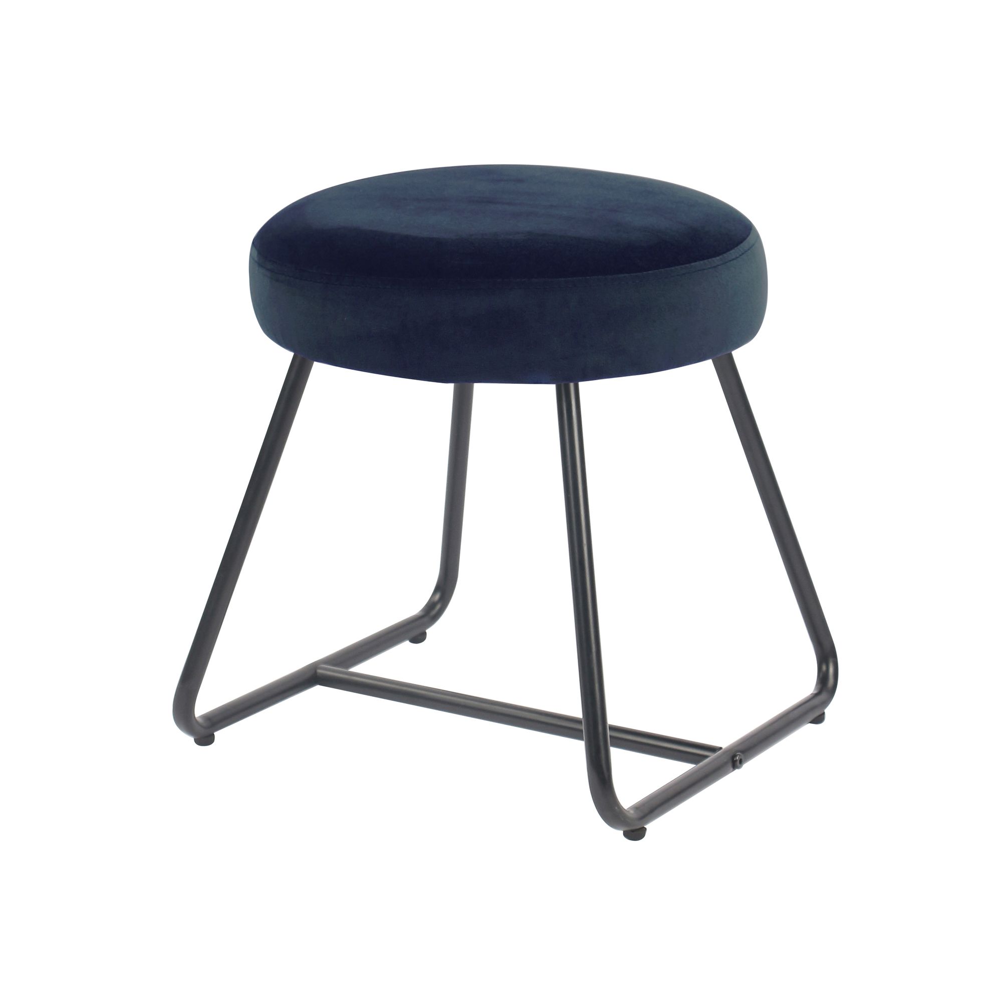 Turio Velvet effect Blue Metal Stool