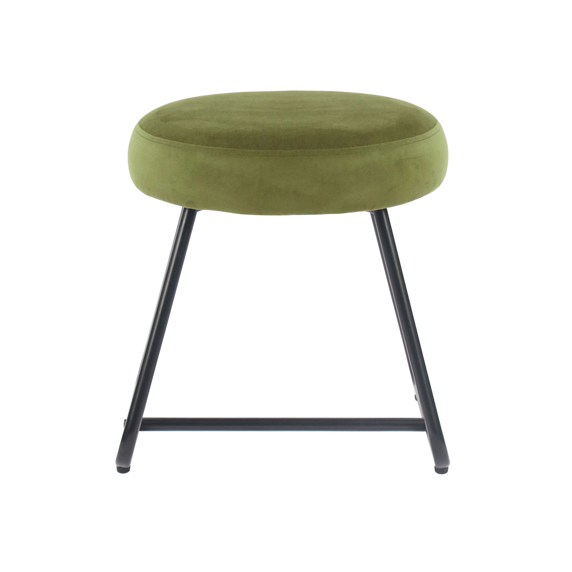 Turio Velvet effect Green Metal Stool