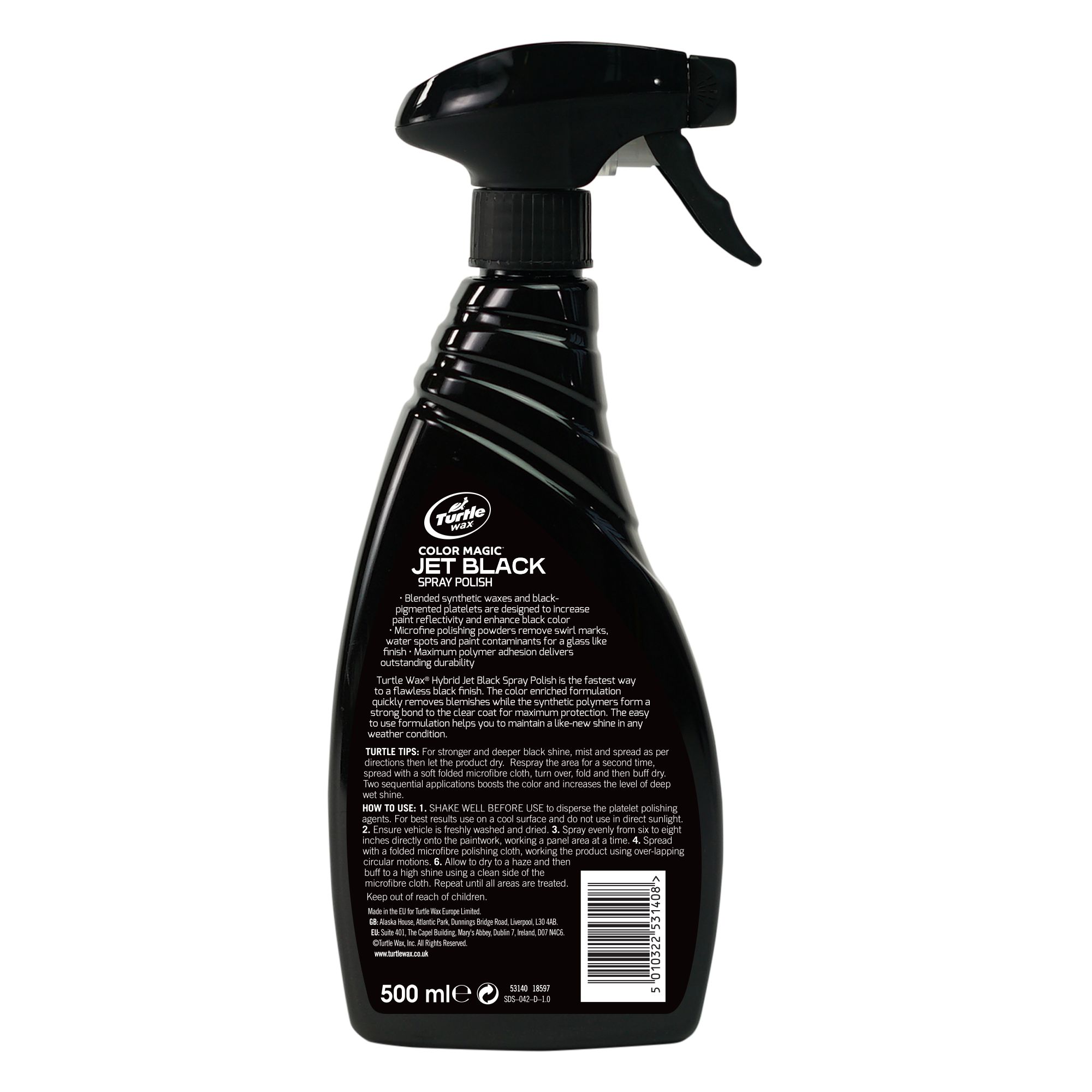 Turtle Wax Jet Black Paintwork Wax, 560g 500ml Trigger spray bottle ...