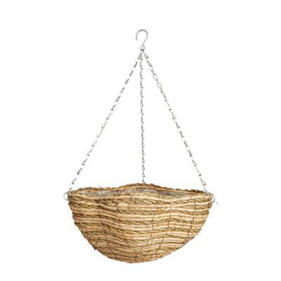 Two tone rope Round Rope Hanging basket, 35.56cm | DIY at B&Q