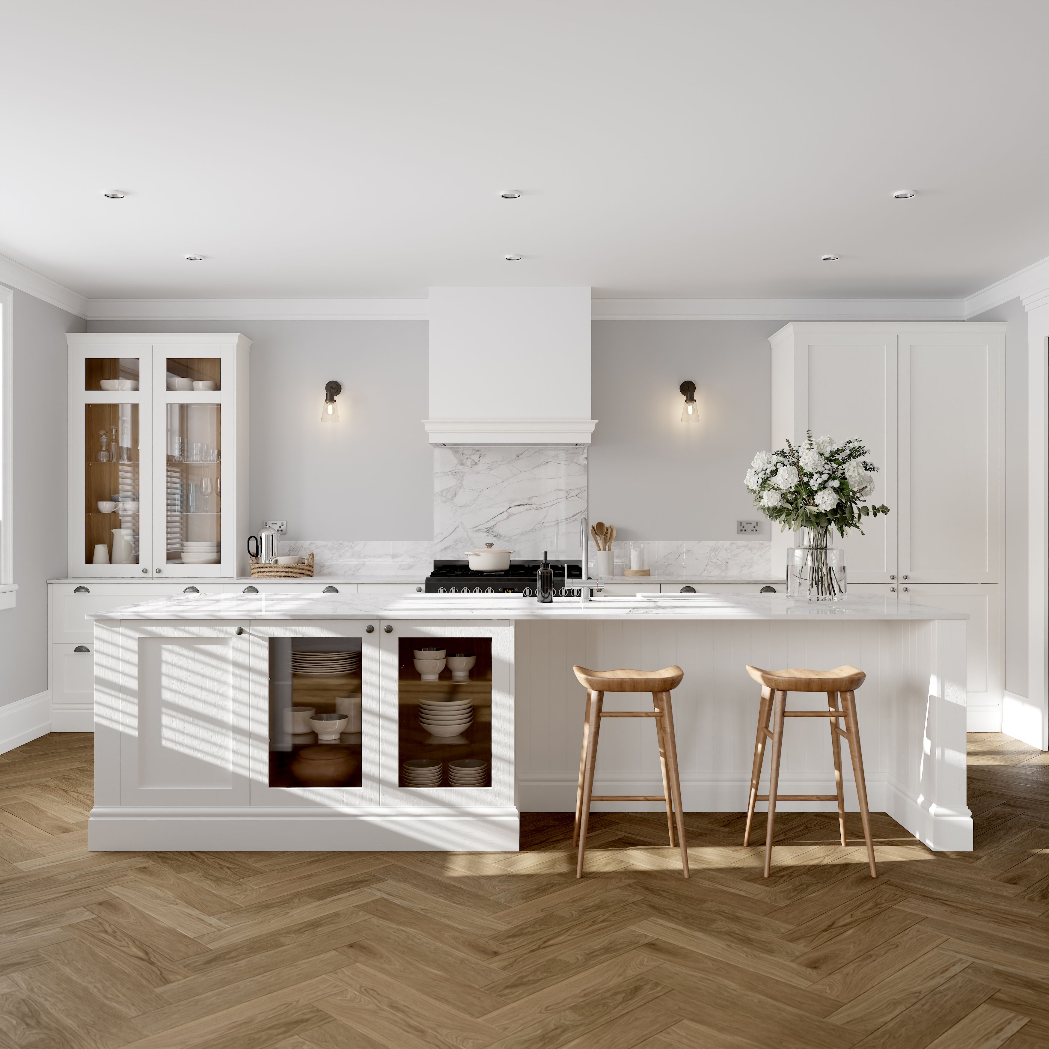 Tydeman Matt porcelain Shaker Base/wall Cabinet door (W)400mm (H)720mm ...
