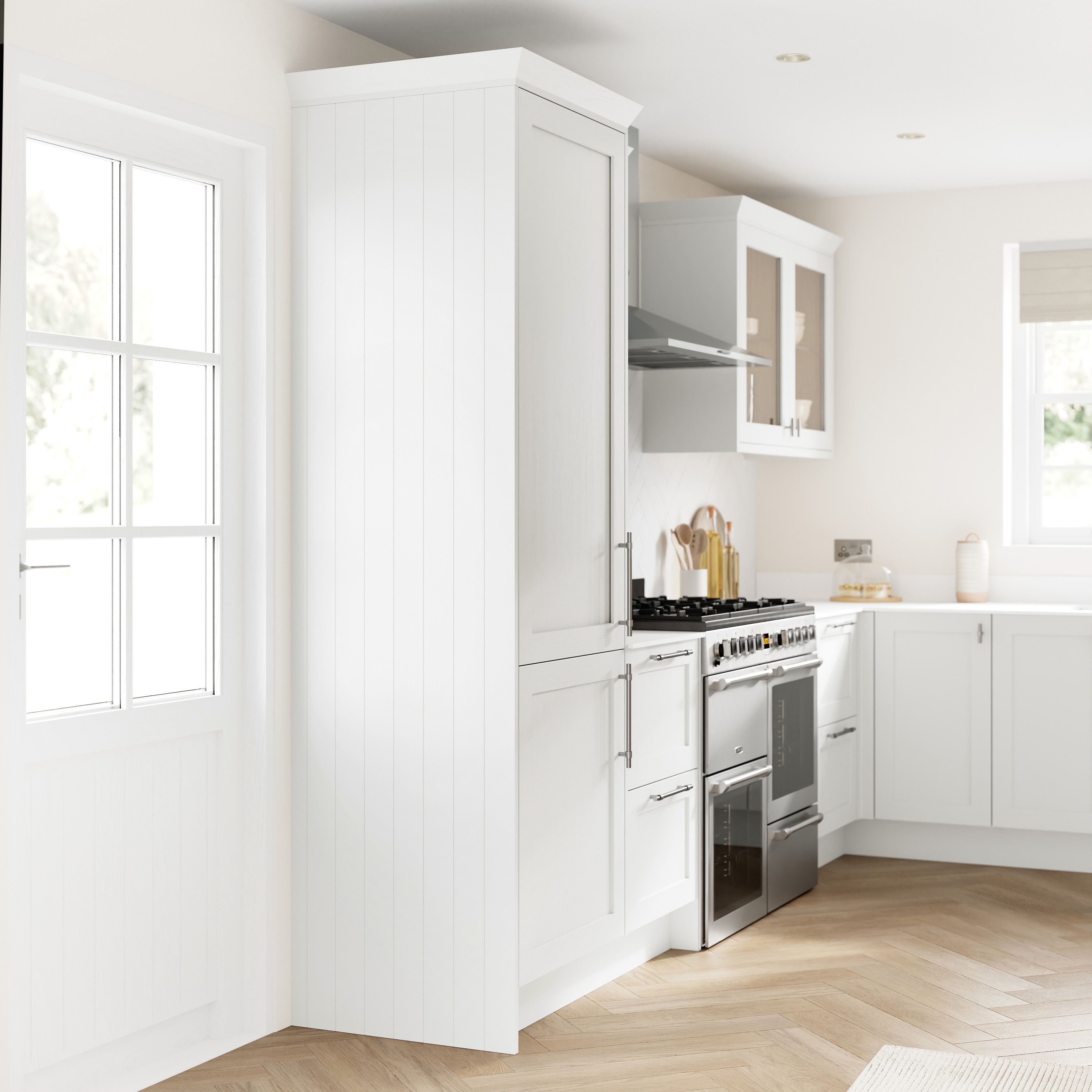 Tydeman Matt porcelain Tongue & Groove Tall Clad on larder panel (H ...