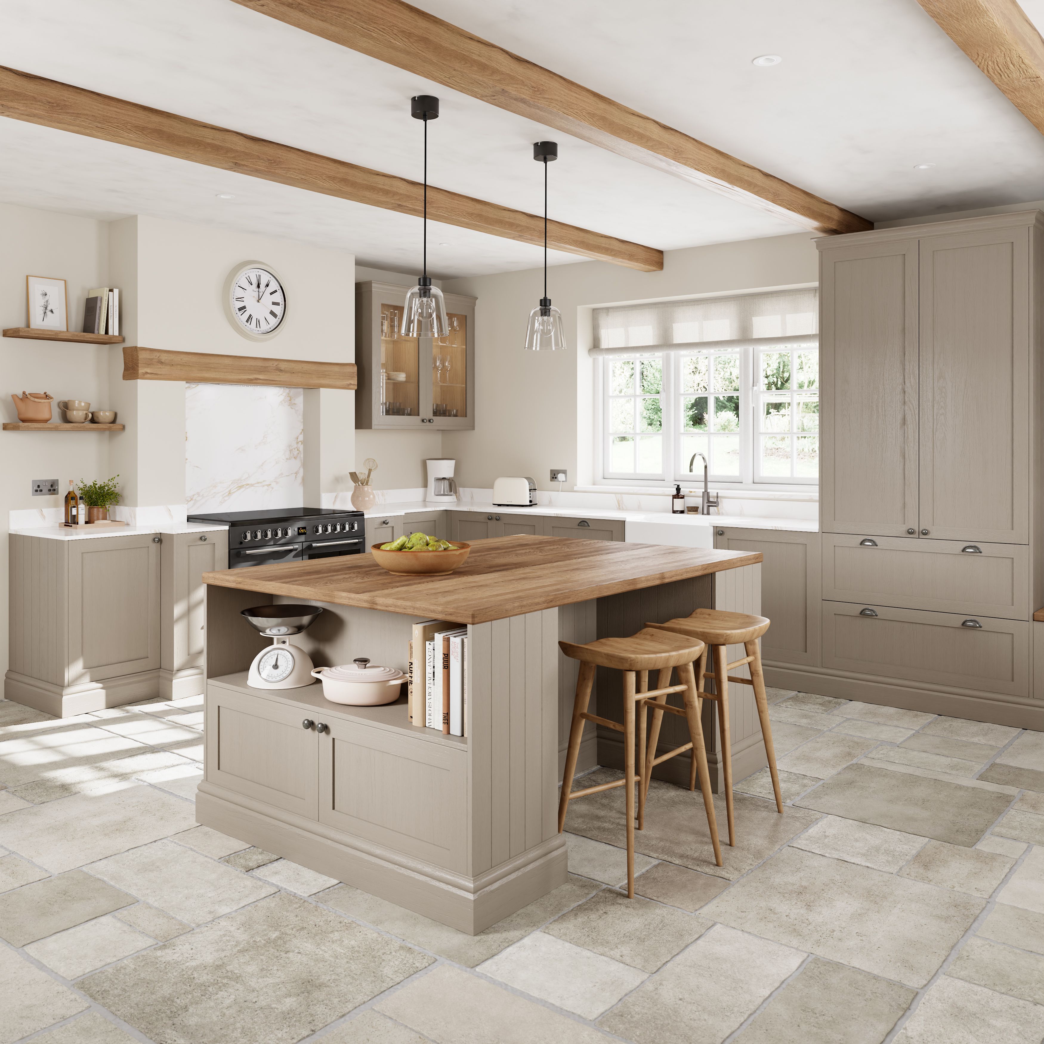 Tydeman Pebble Painted wood effect Curved Stepped Plinth, (L)2400mm