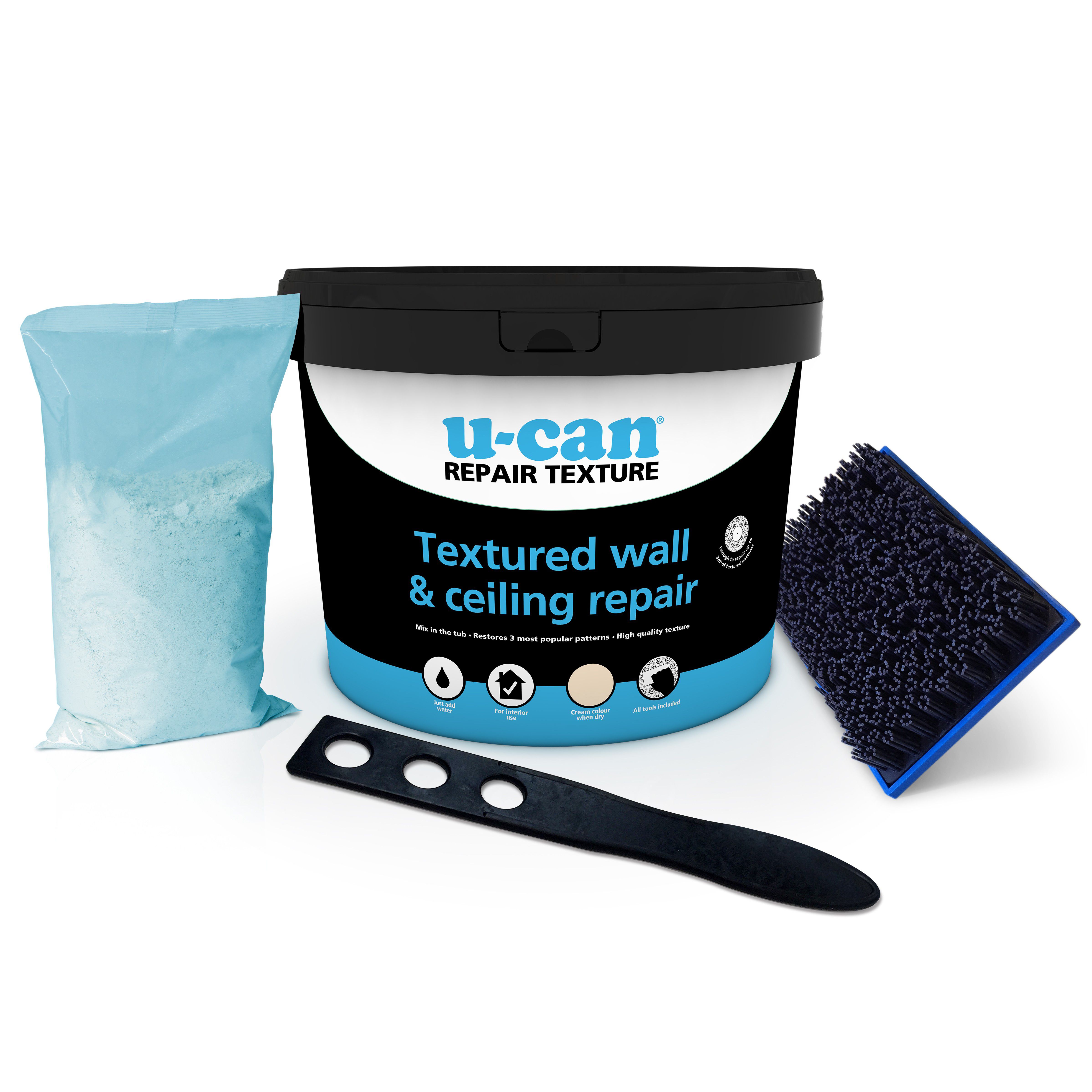 U-Can Wall & ceiling Texture repair kit, 1.5kg Tub | DIY at B&Q
