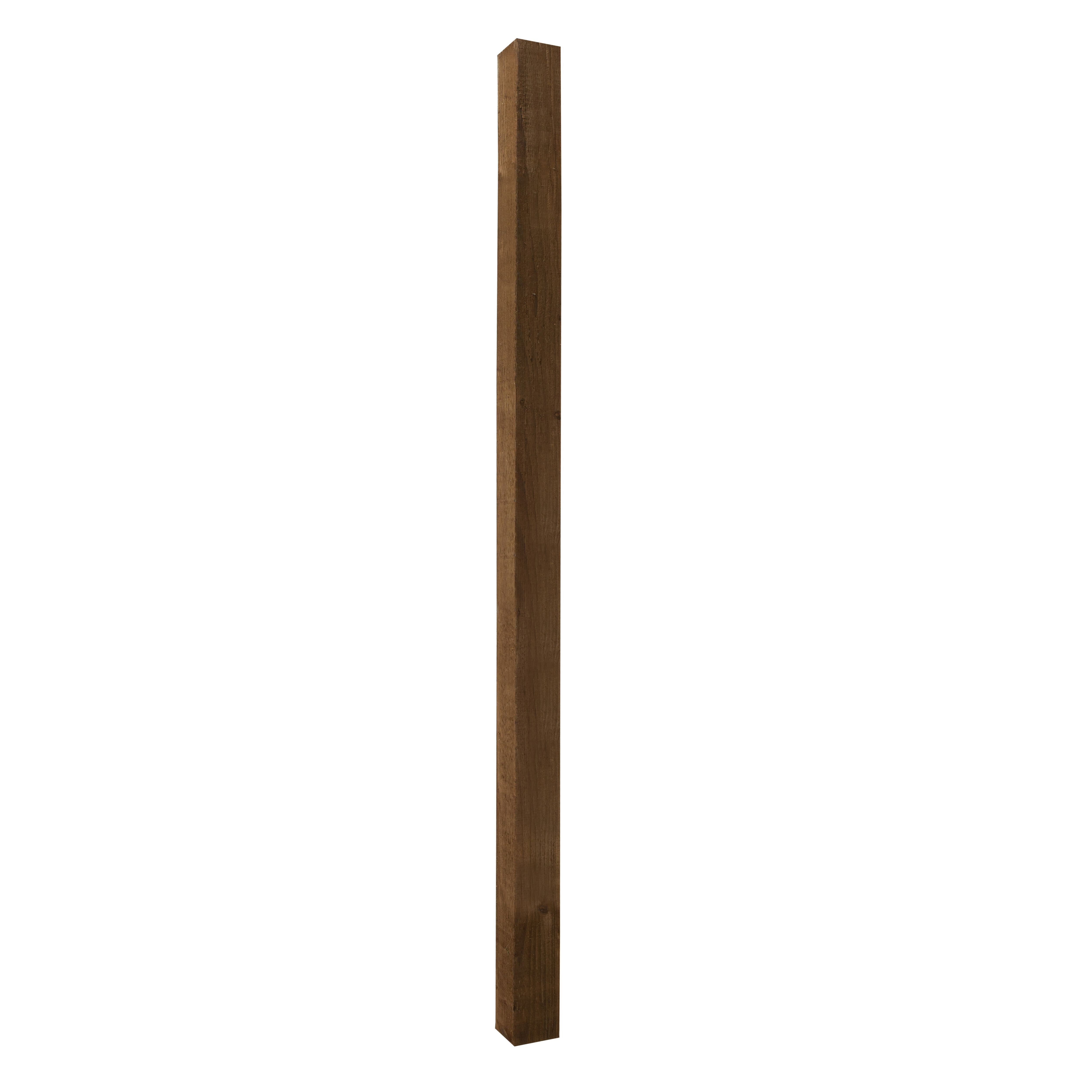 UC4 Brown Square Wooden Fence post (H)2.1m (W)100mm, Pack of 5 | DIY at B&Q