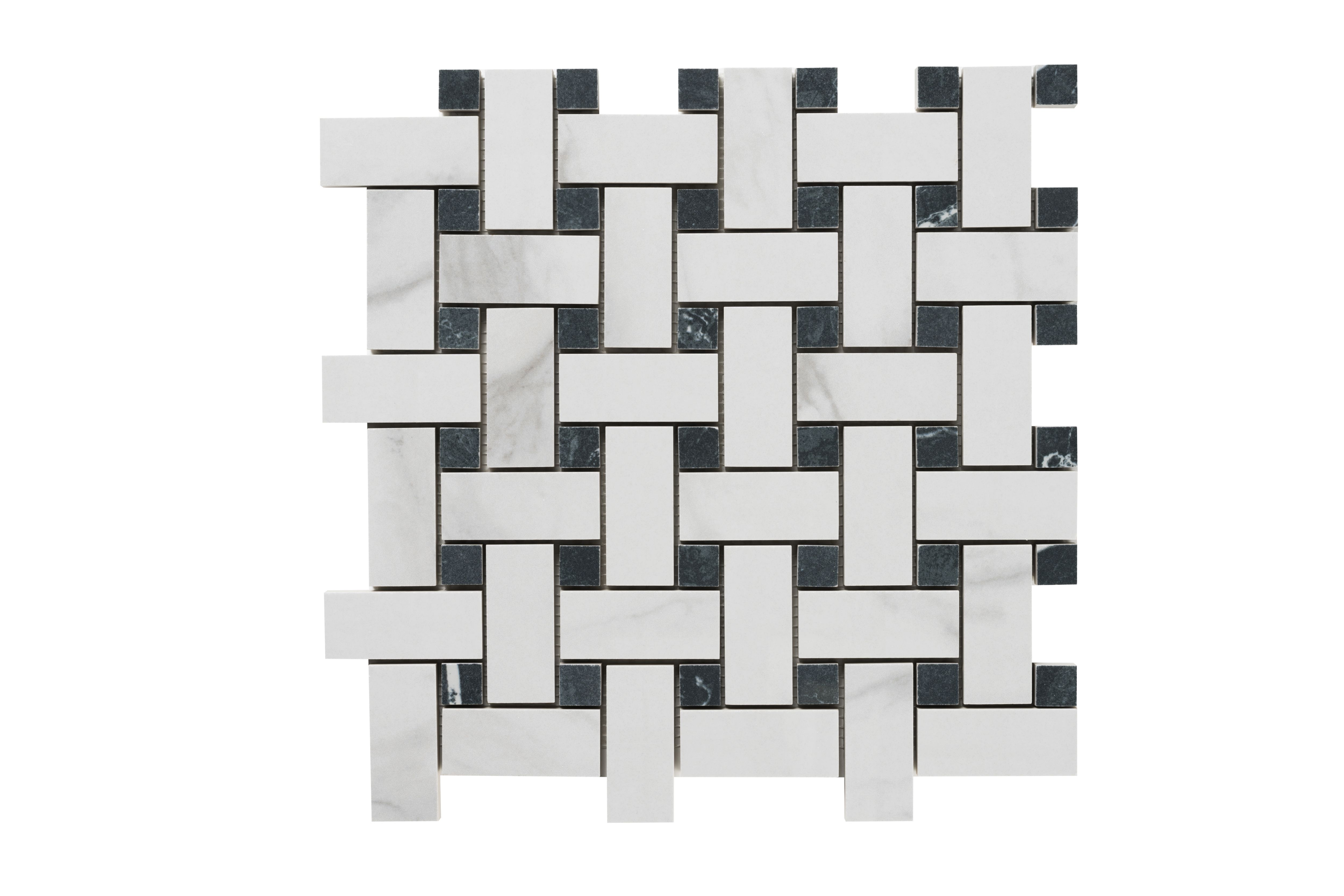 Ultimate Black & white Polished Marble effect Porcelain Mosaic tile ...