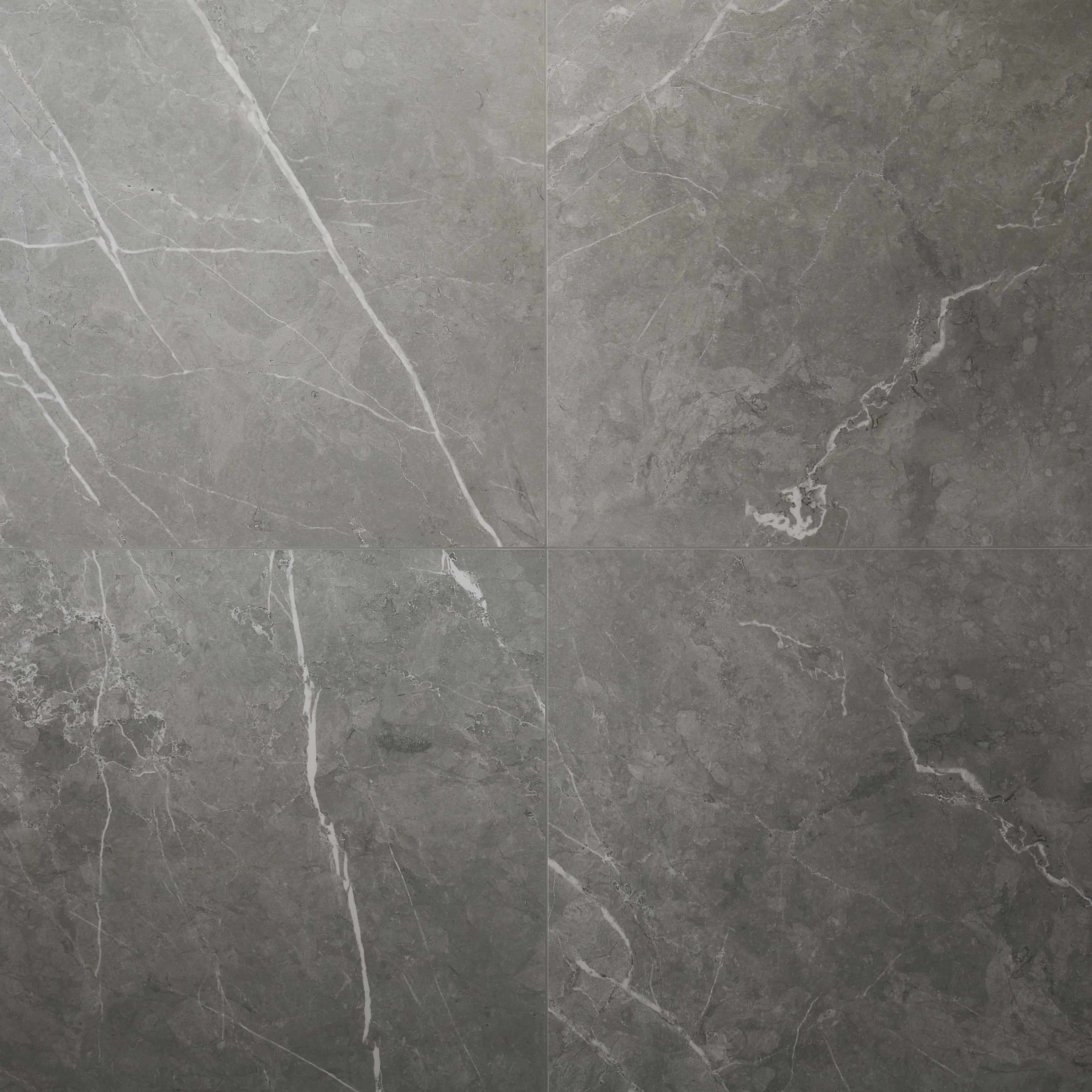 Ultimate Grey Matt Marble effect Porcelain Indoor Wall & floor Tile ...