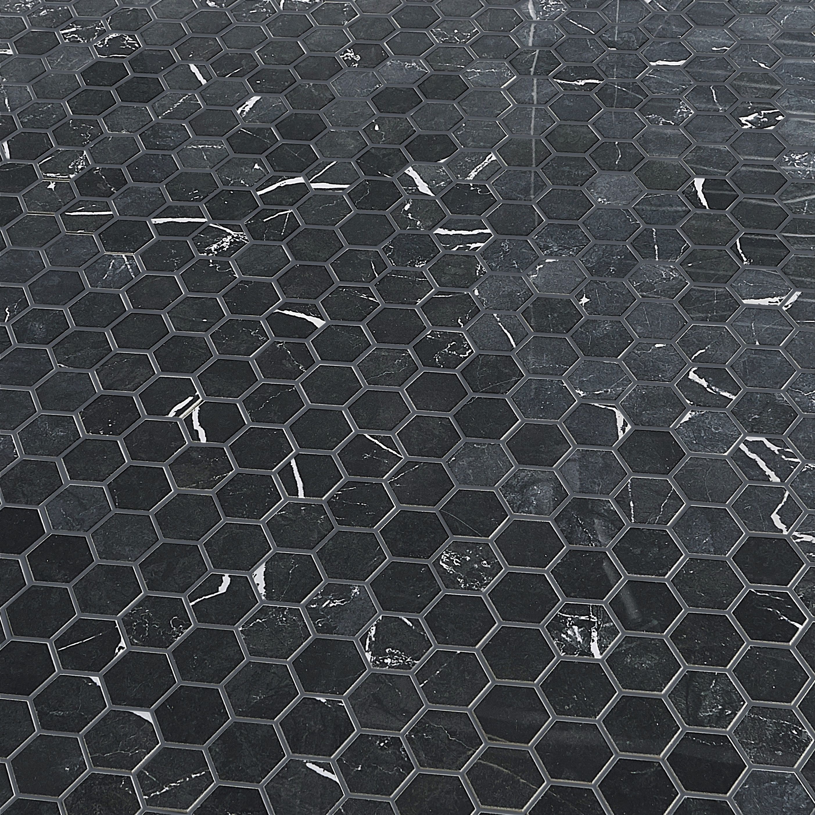 Ultimate marble Black Polished Matt Marble effect Porcelain Mosaic tile ...
