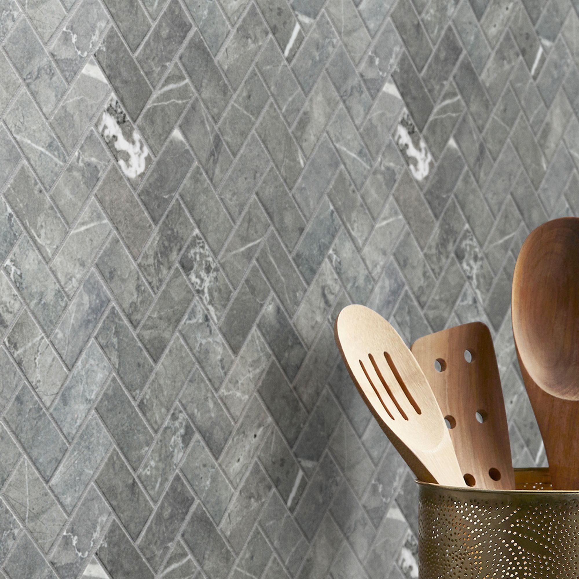 Ultimate marble Grey Polished Matt Marble effect Porcelain Mosaic tile ...