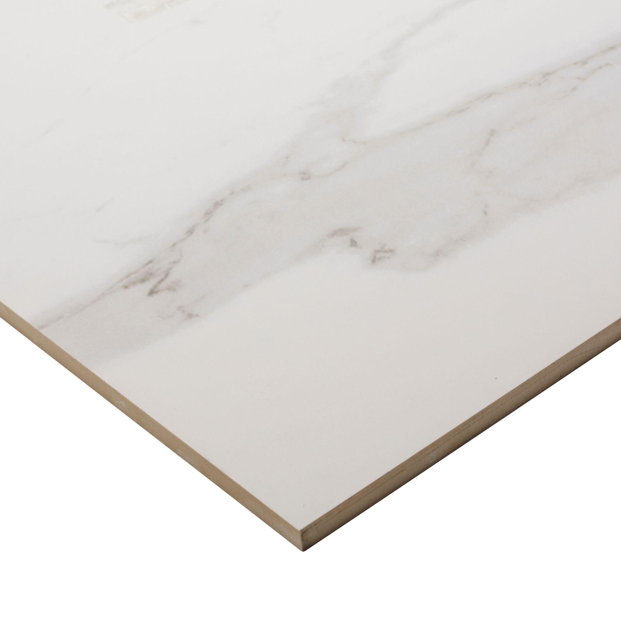 Ultimate White Gloss Marble effect Porcelain Wall & floor Tile, Pack of ...