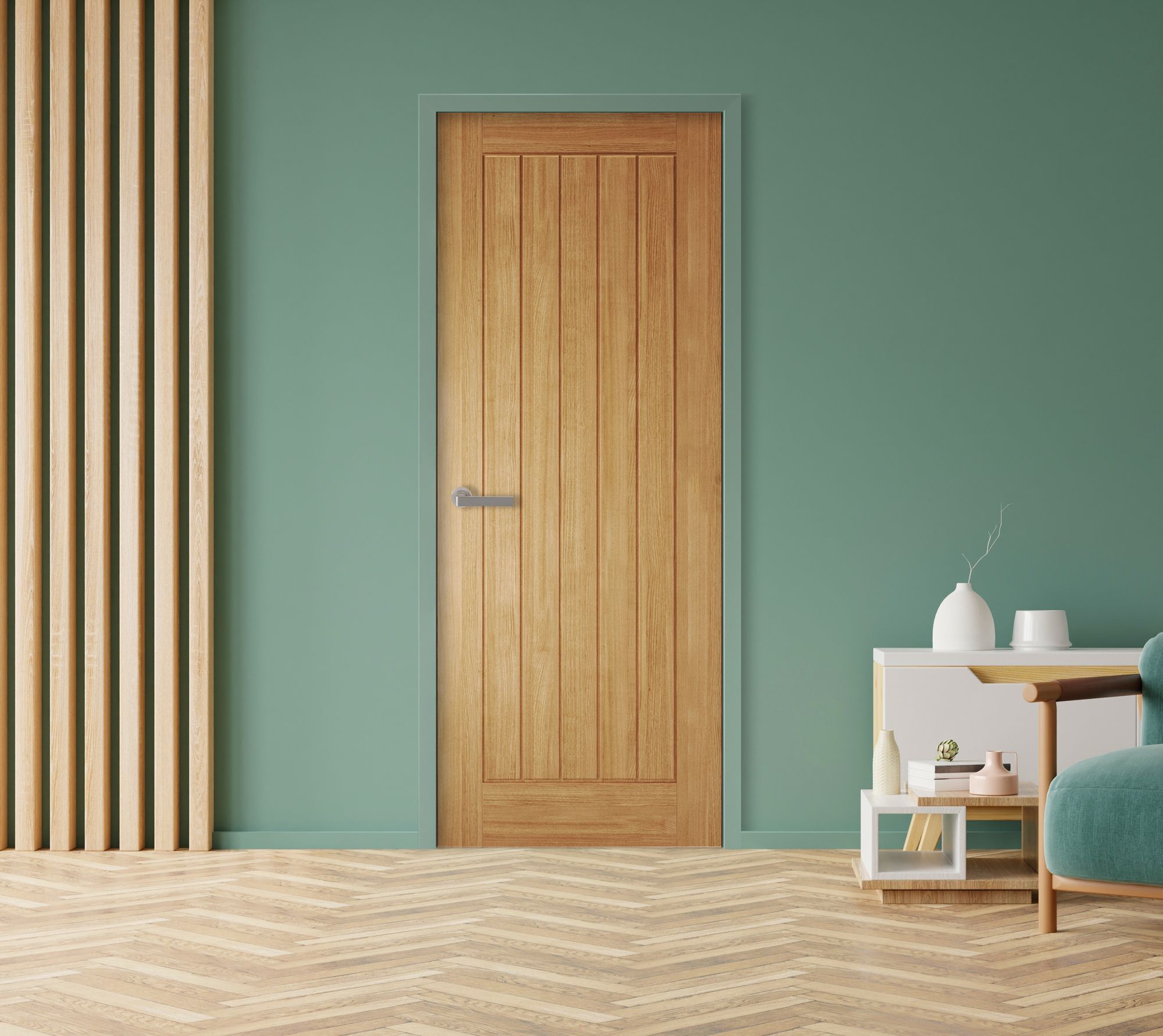 Unglazed Cottage Oak veneer Internal Timber Fire door, (H)1981mm (W ...