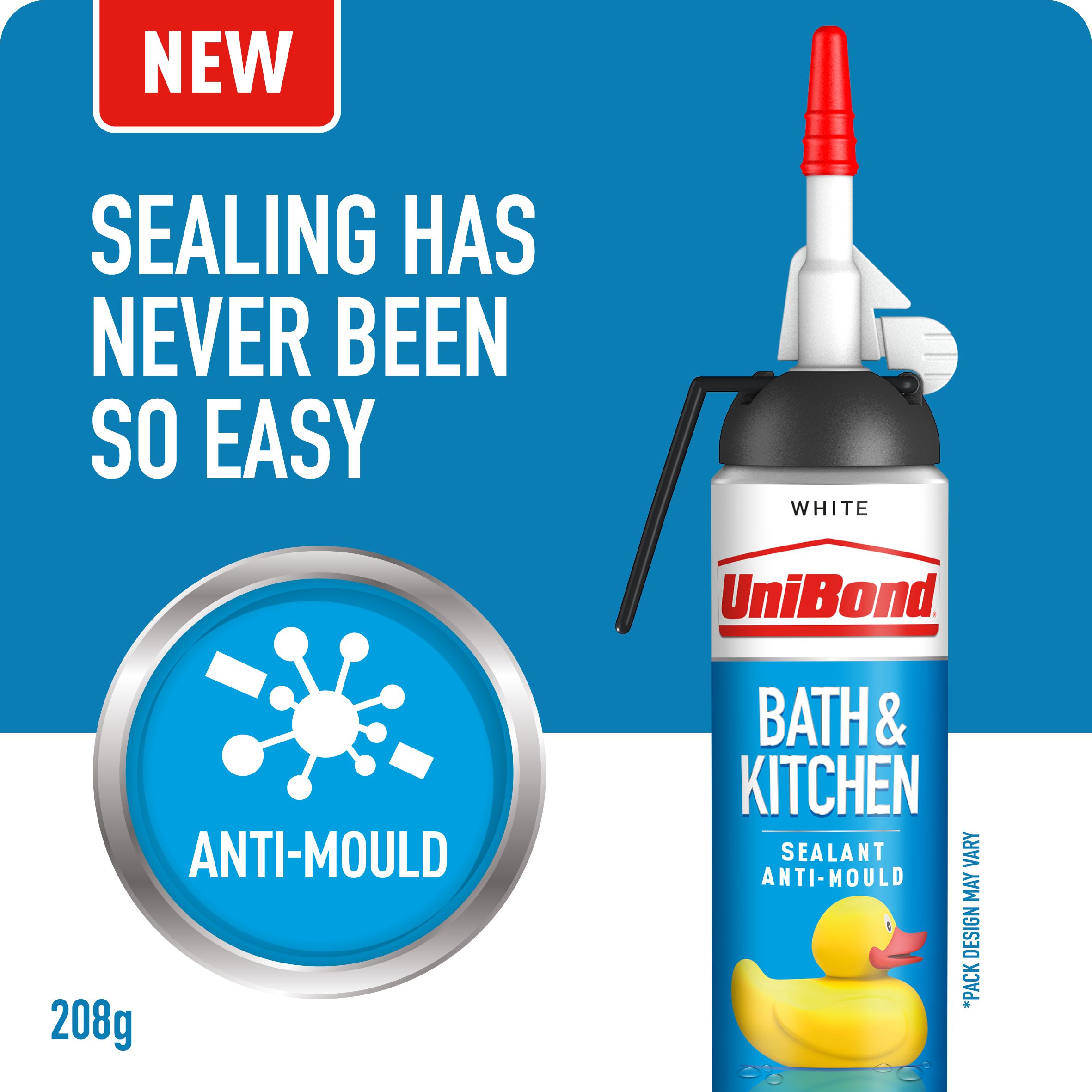 UniBond Bath & kitchen White Silicone-based Pressurised cartridge Sanitary sealant