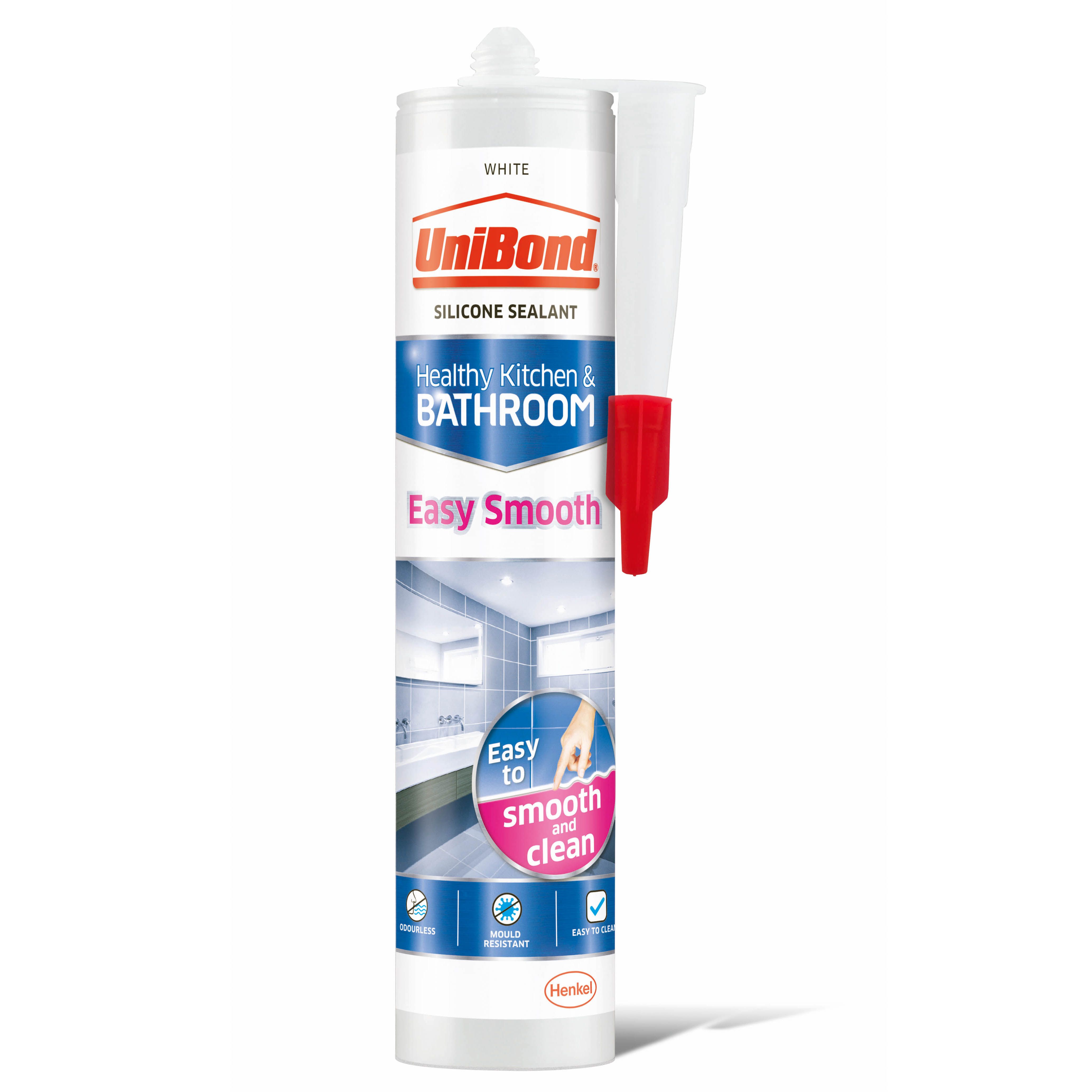 UniBond Easy smooth White Silicone-based Living area Sanitary sealant ...