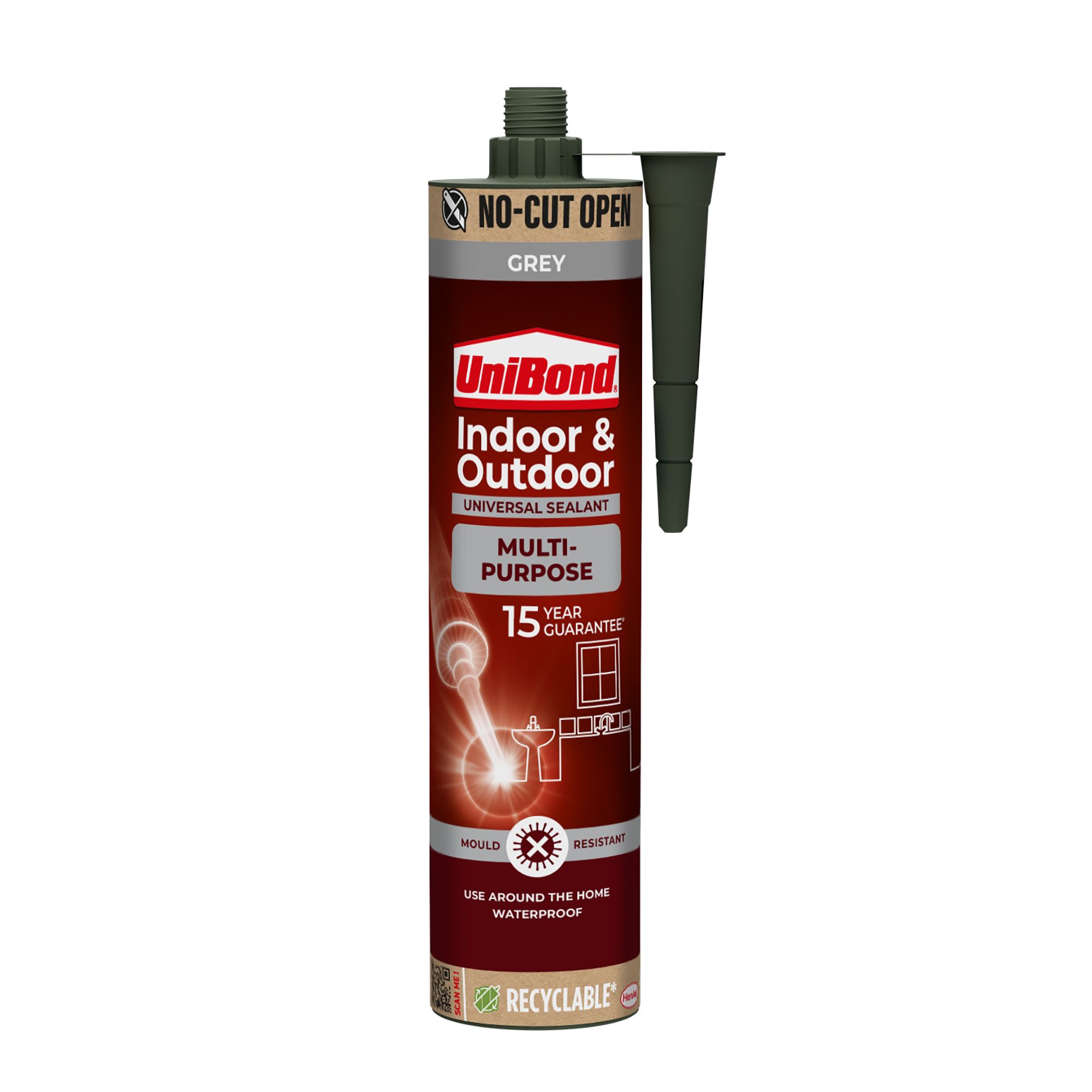 UniBond Multi purpose silicone sealant Silicone-based Grey Brick ...
