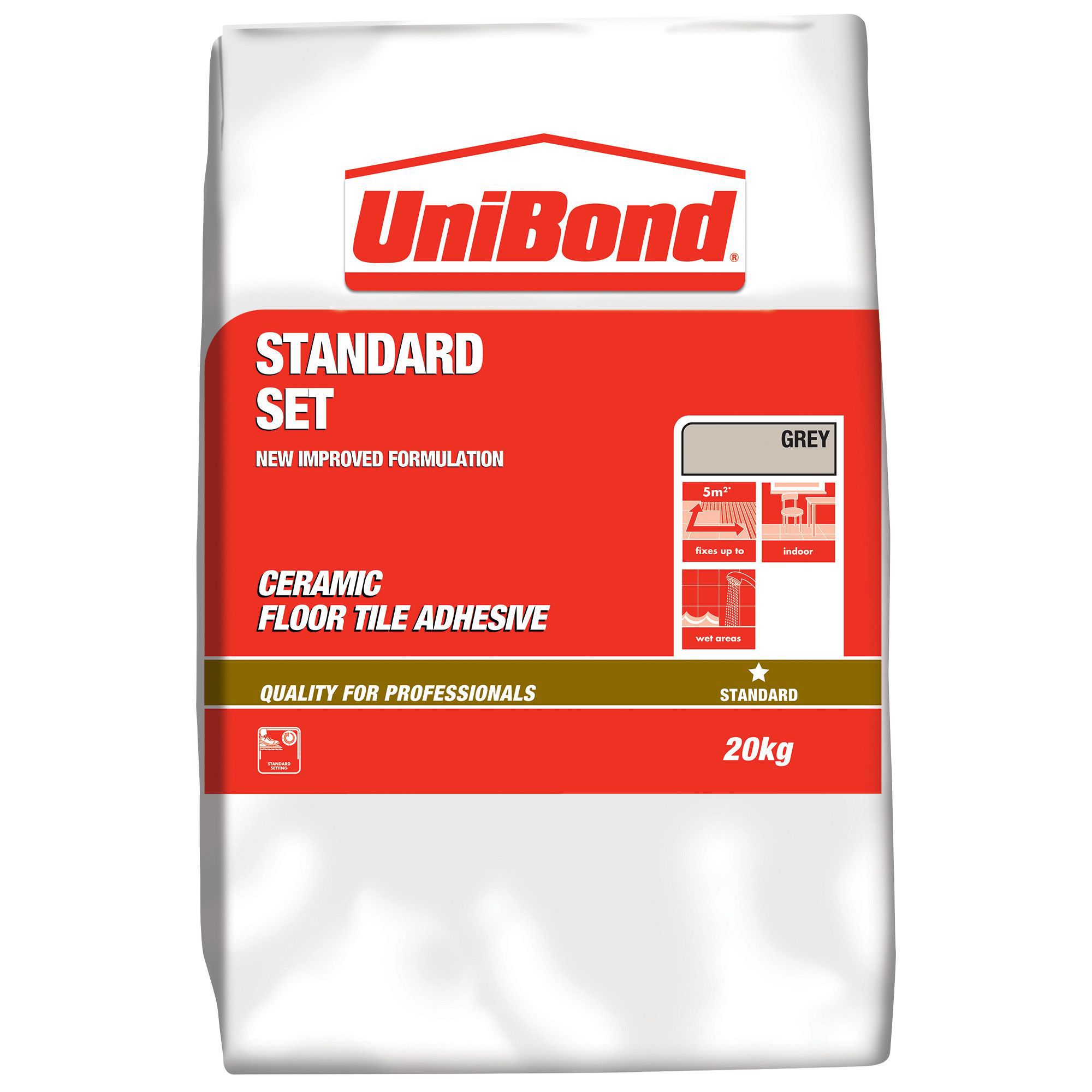 UniBond Ready mixed Grey Tile Adhesive, 20kg