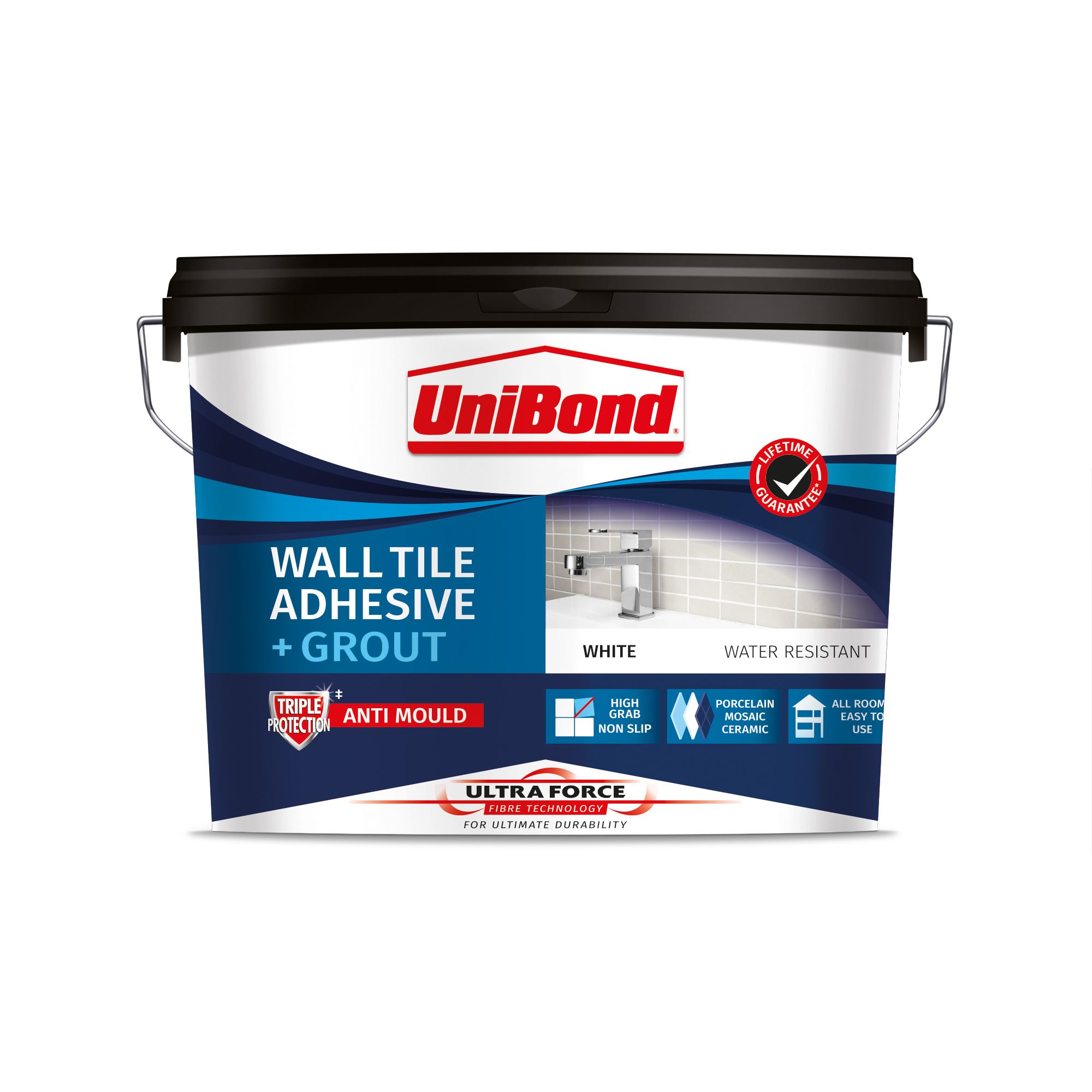 UniBond UltraForce Ready mixed Ice white Wall tile Adhesive & grout, 12.8kg