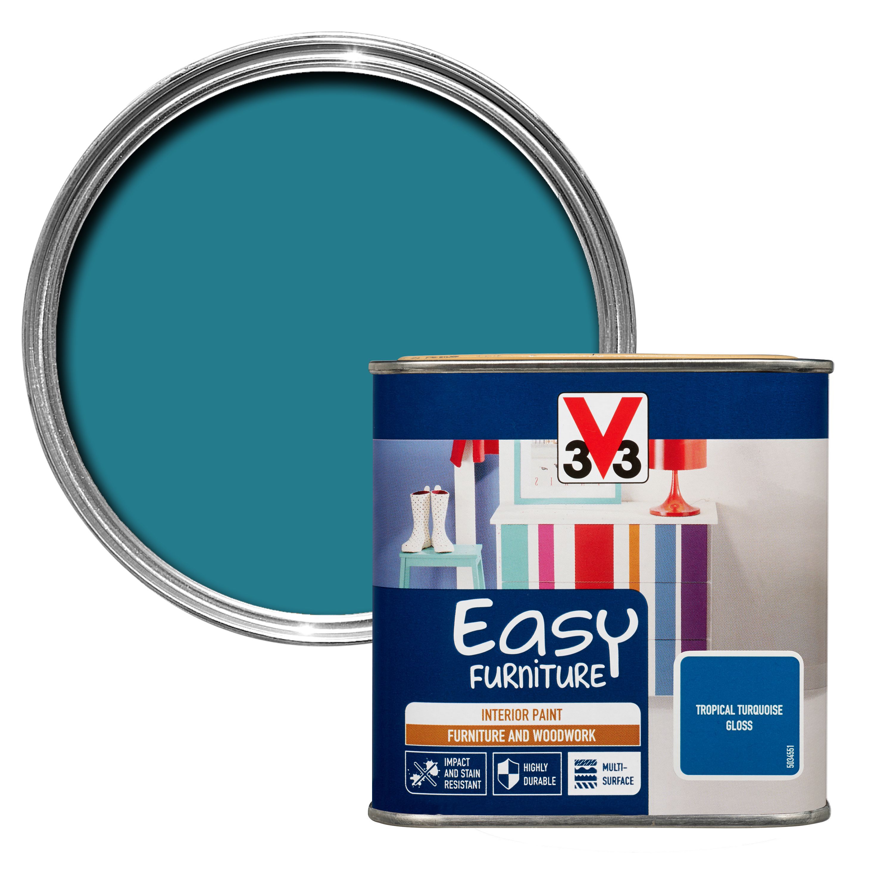 V33 Easy Tropical turquoise Gloss Furniture paint 500 ml | DIY at B&Q
