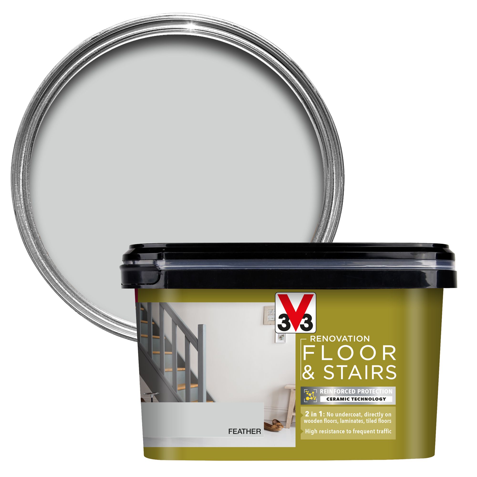 V33 High performance Feather Satinwood Floor & stair paint, 2L | DIY at B&Q