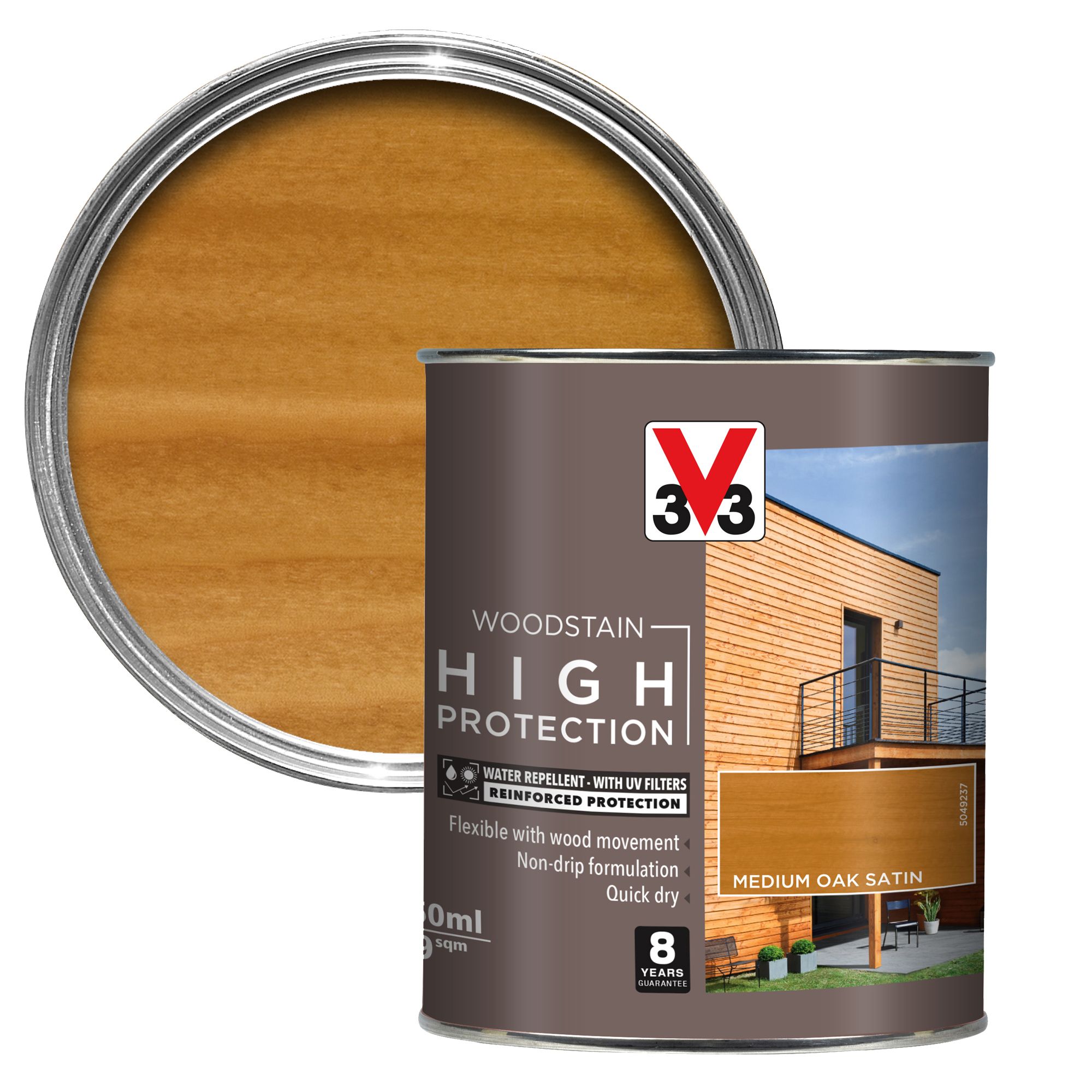 V33 High protection Medium oak Mid sheen Wood stain, 750ml | DIY at B&Q