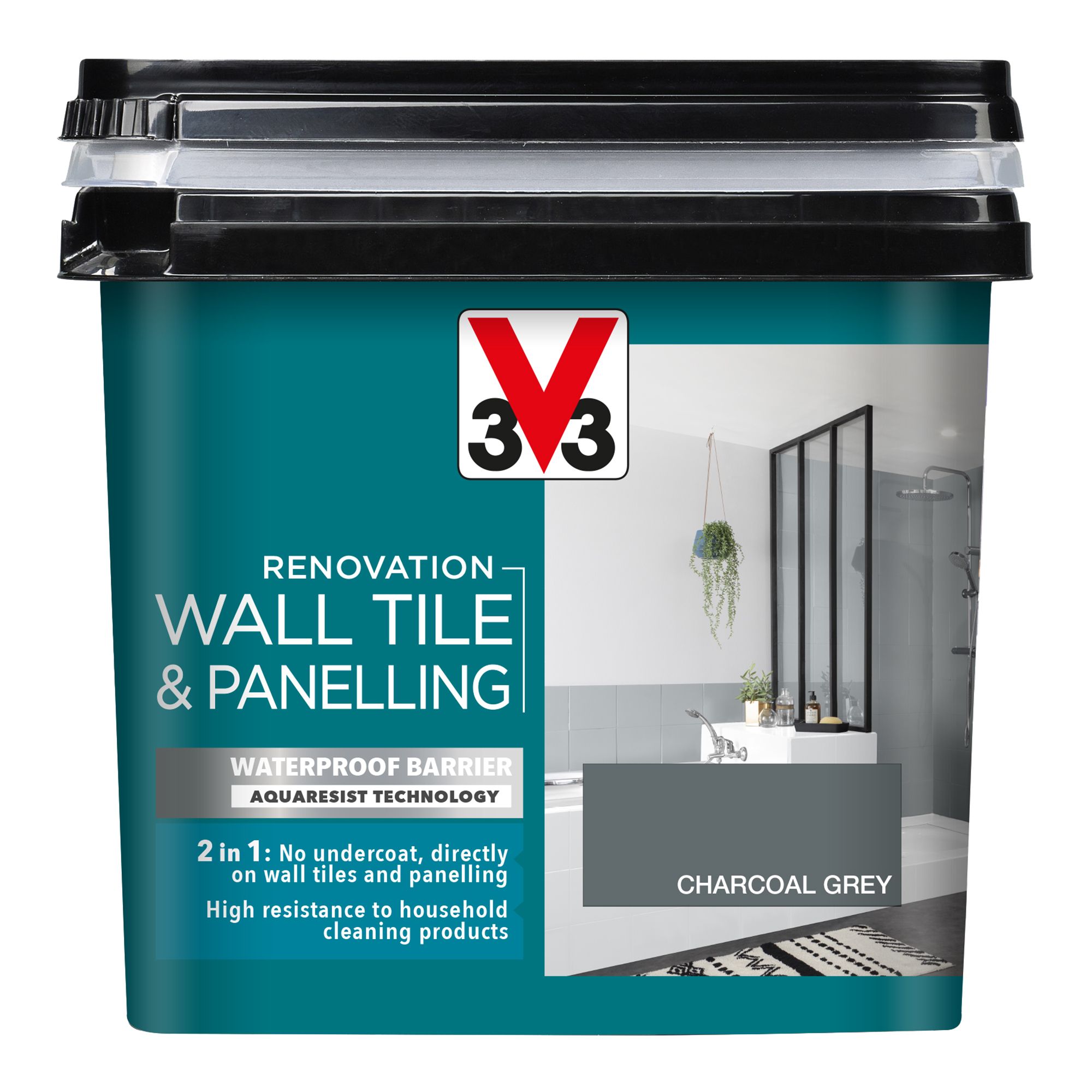 V33 Renovation Charcoal Grey Satinwood Bathroom Wall tile & panelling ...