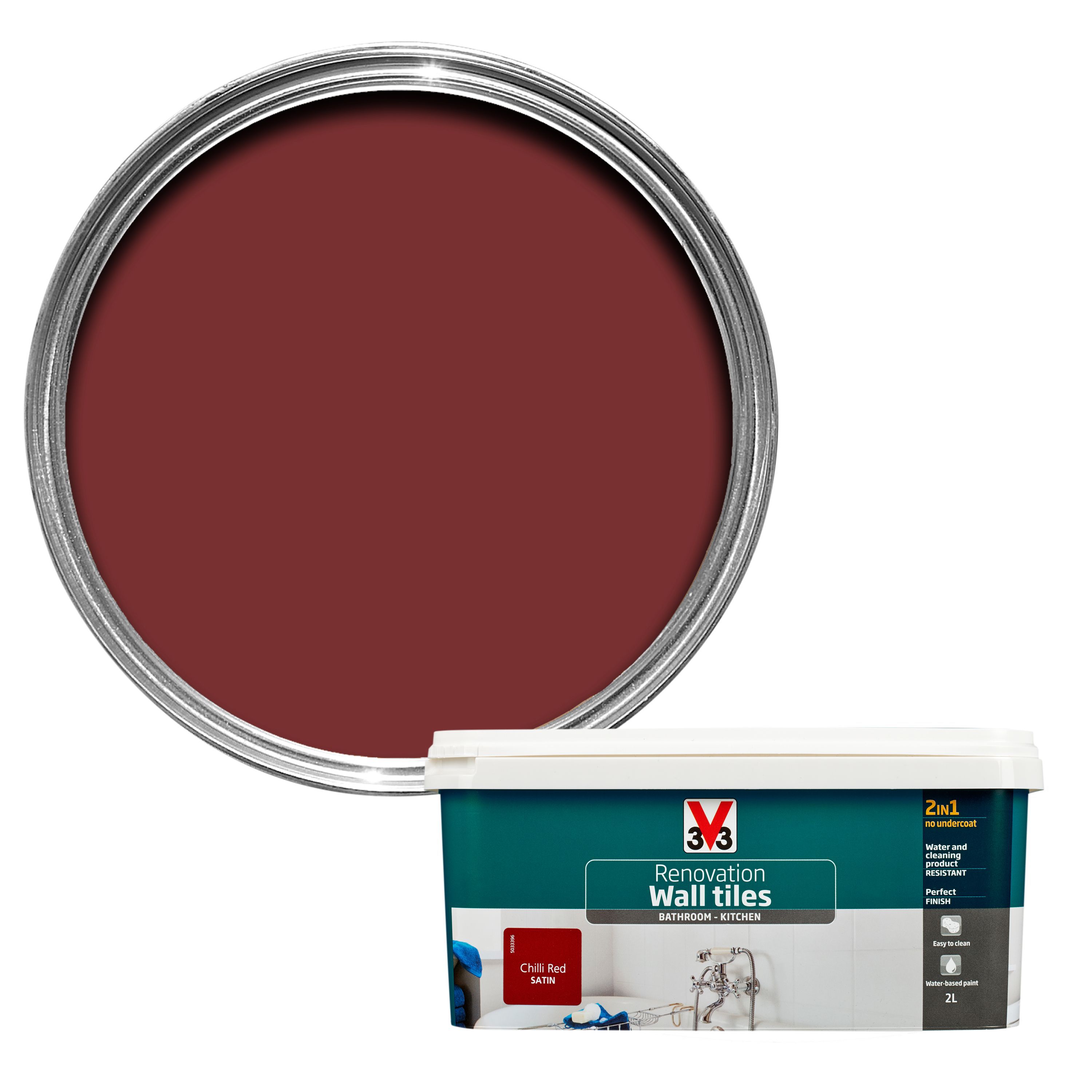 V33 Renovation Chilli red Satin Wall tile paint 2L | DIY at B&Q