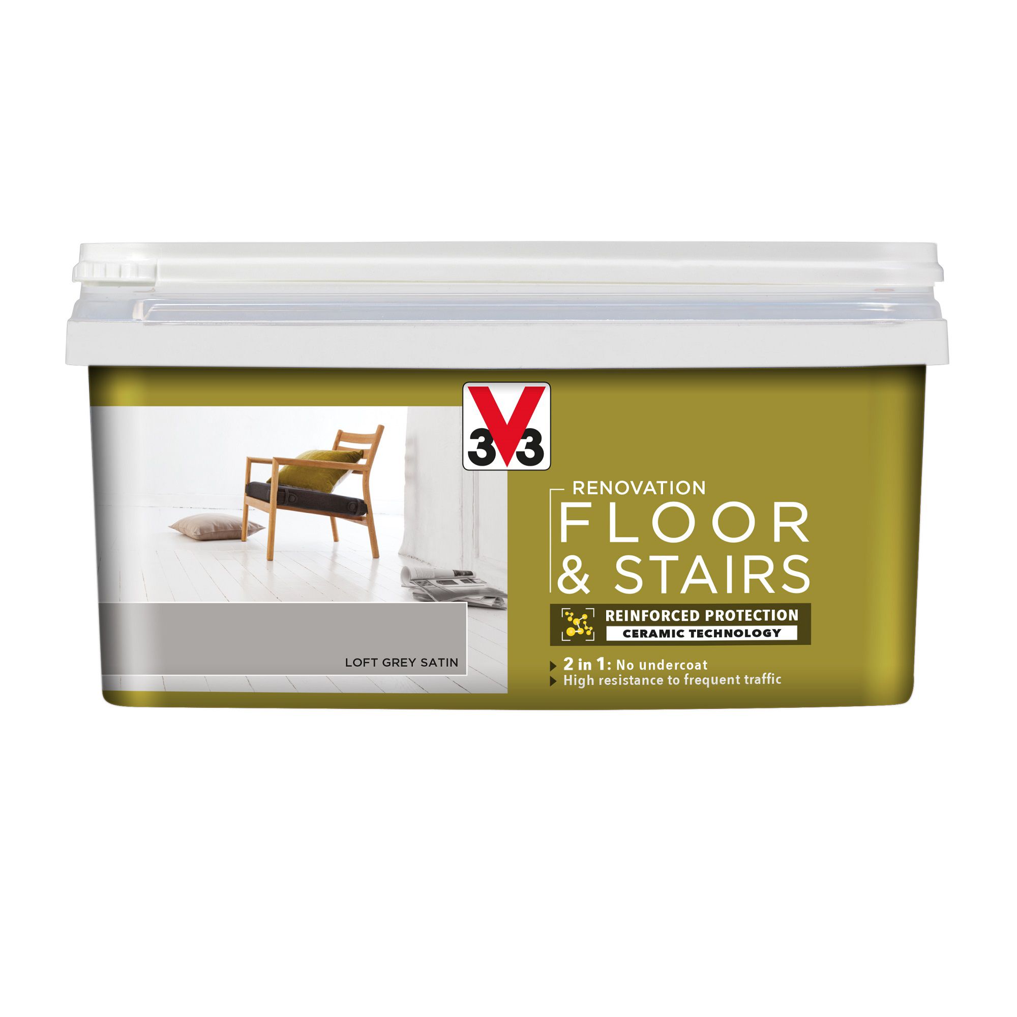 V33 Renovation Loft grey Satinwood Floor & stair paint, 2L | DIY at B&Q