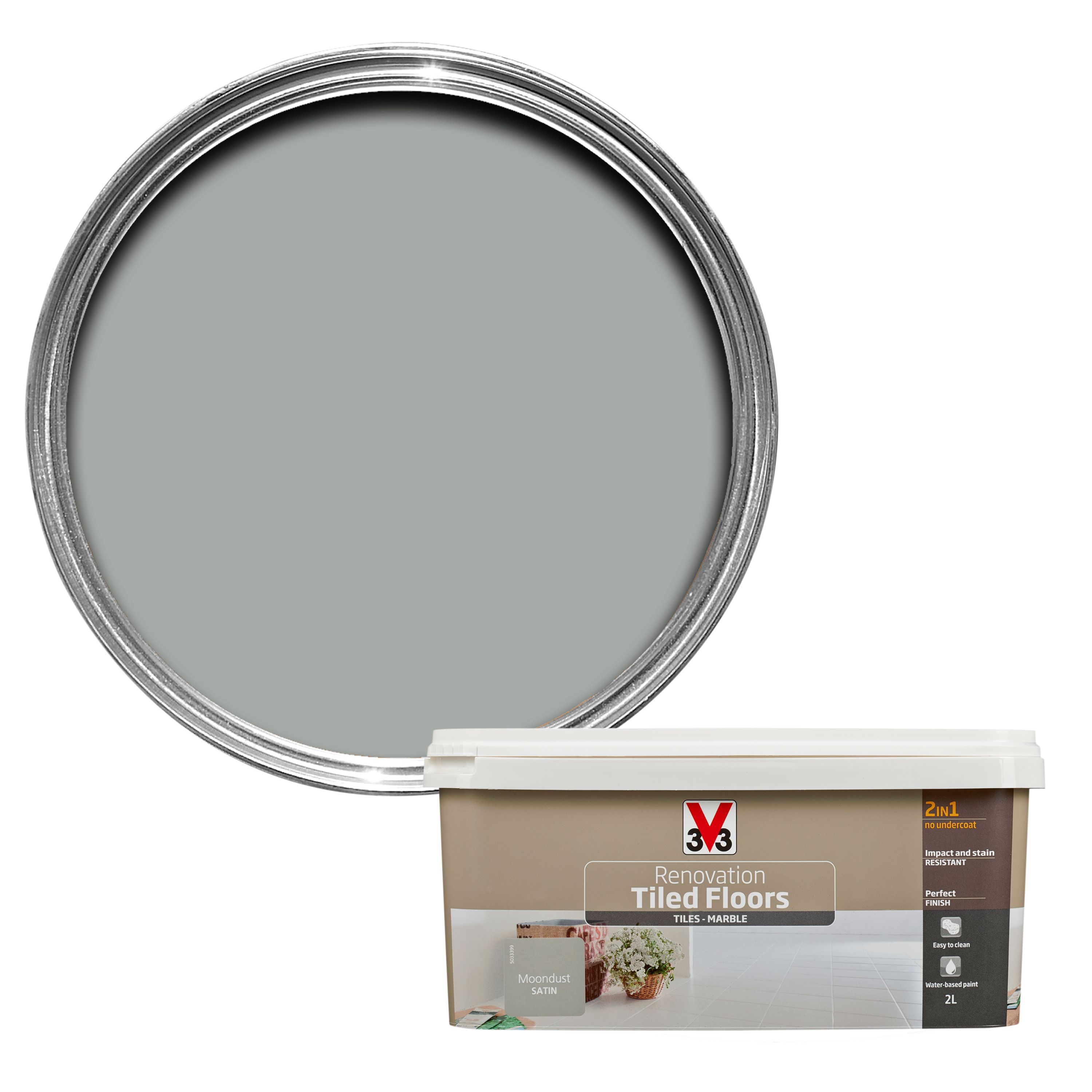 V33 Renovation Moondust Satin Floor tile paint 2L | DIY at B&Q