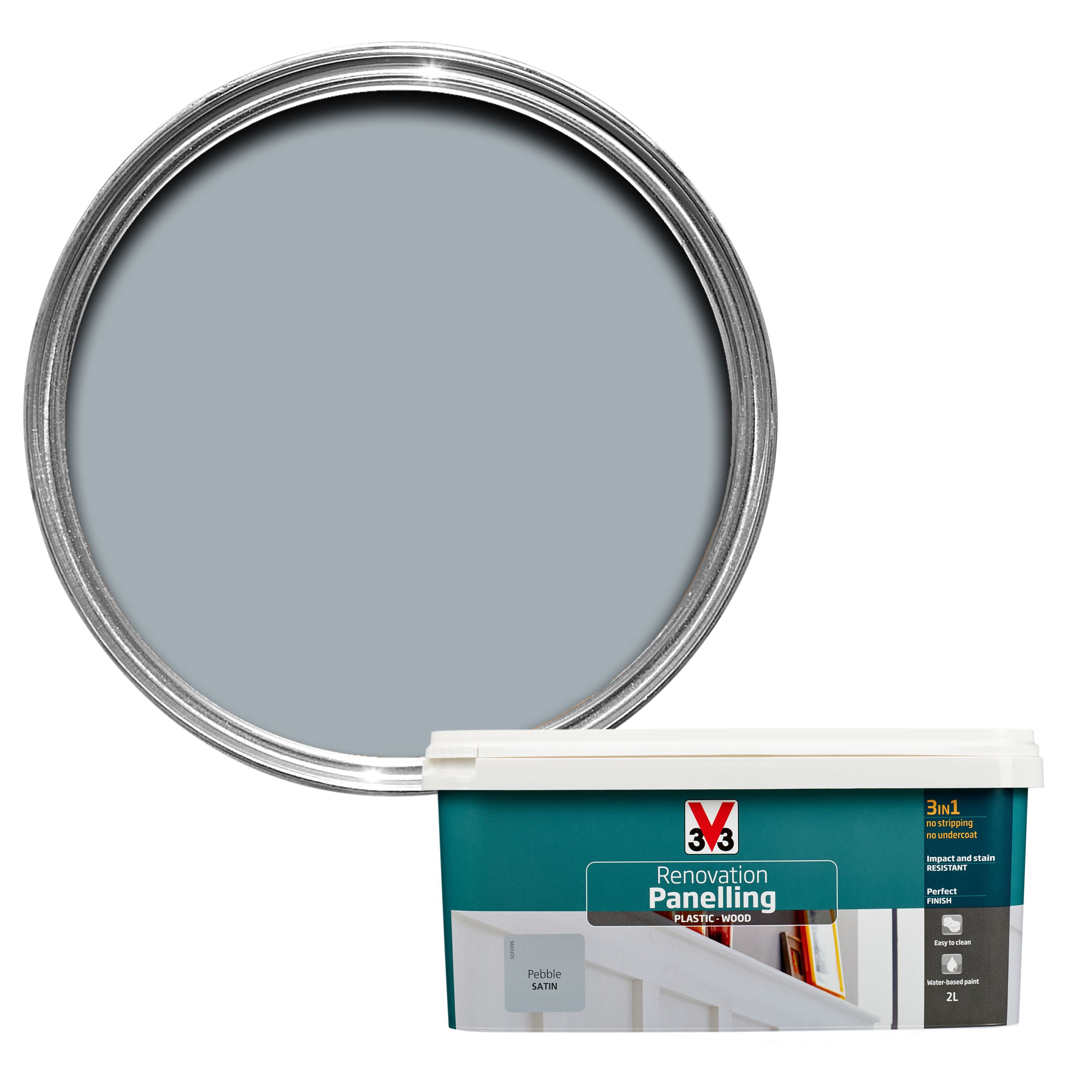 V33 Renovation Pebble Satin Panelling paint 2L | DIY at B&Q