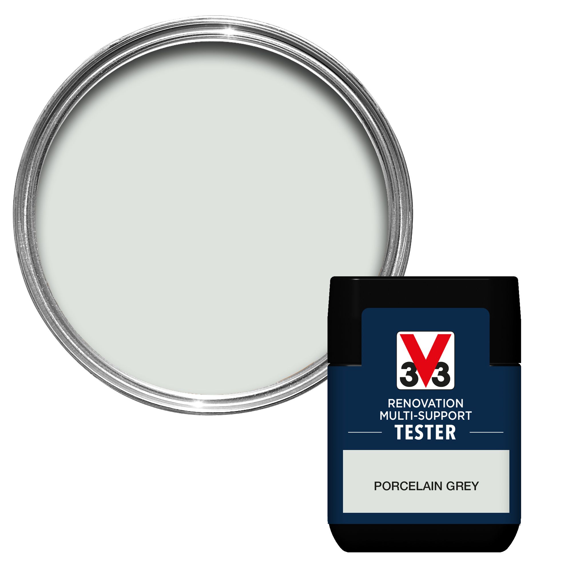 V33 Renovation Porcelain Grey Satinwood Multi-surface paint, 50ml ...