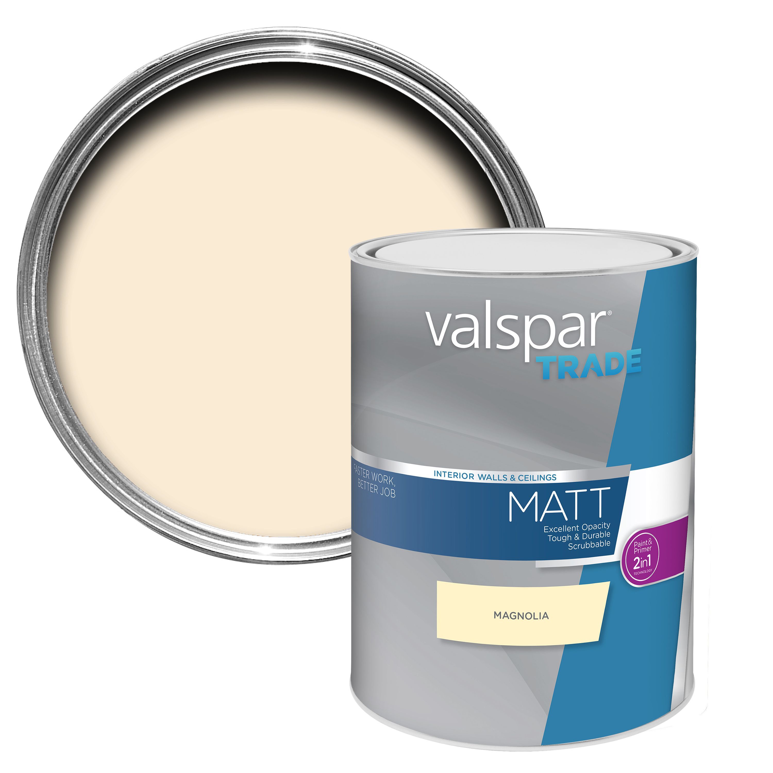Valspar Trade Magnolia Matt Emulsion paint, 5L
