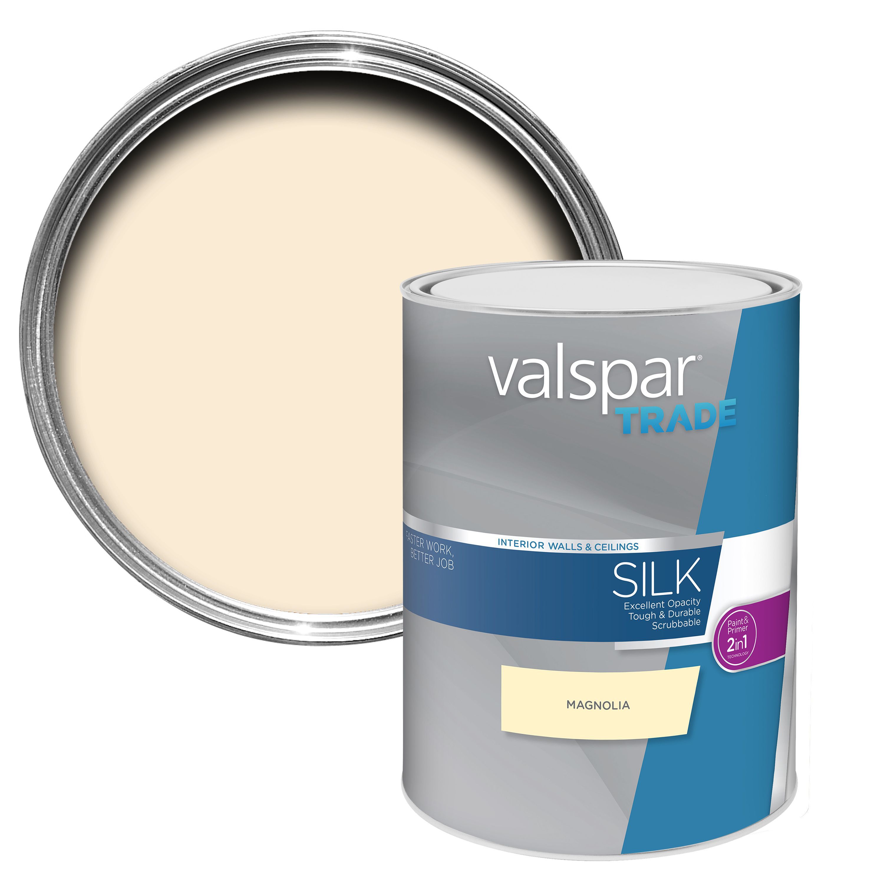 Valspar Trade Magnolia Silk Emulsion paint, 5L | DIY at B&Q