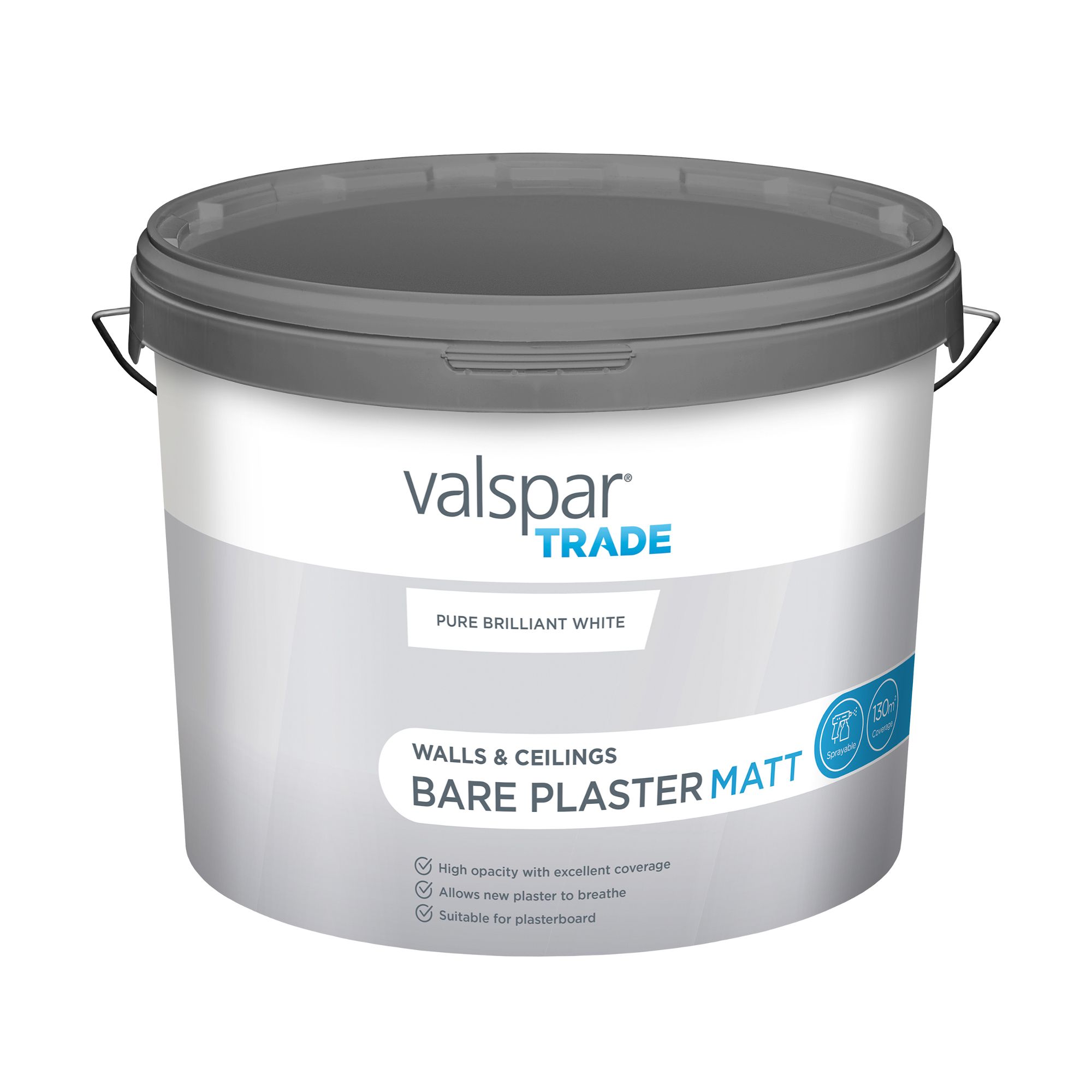 Valspar Trade Pure Brilliant White Matt Bare plaster paint, 10L | DIY ...