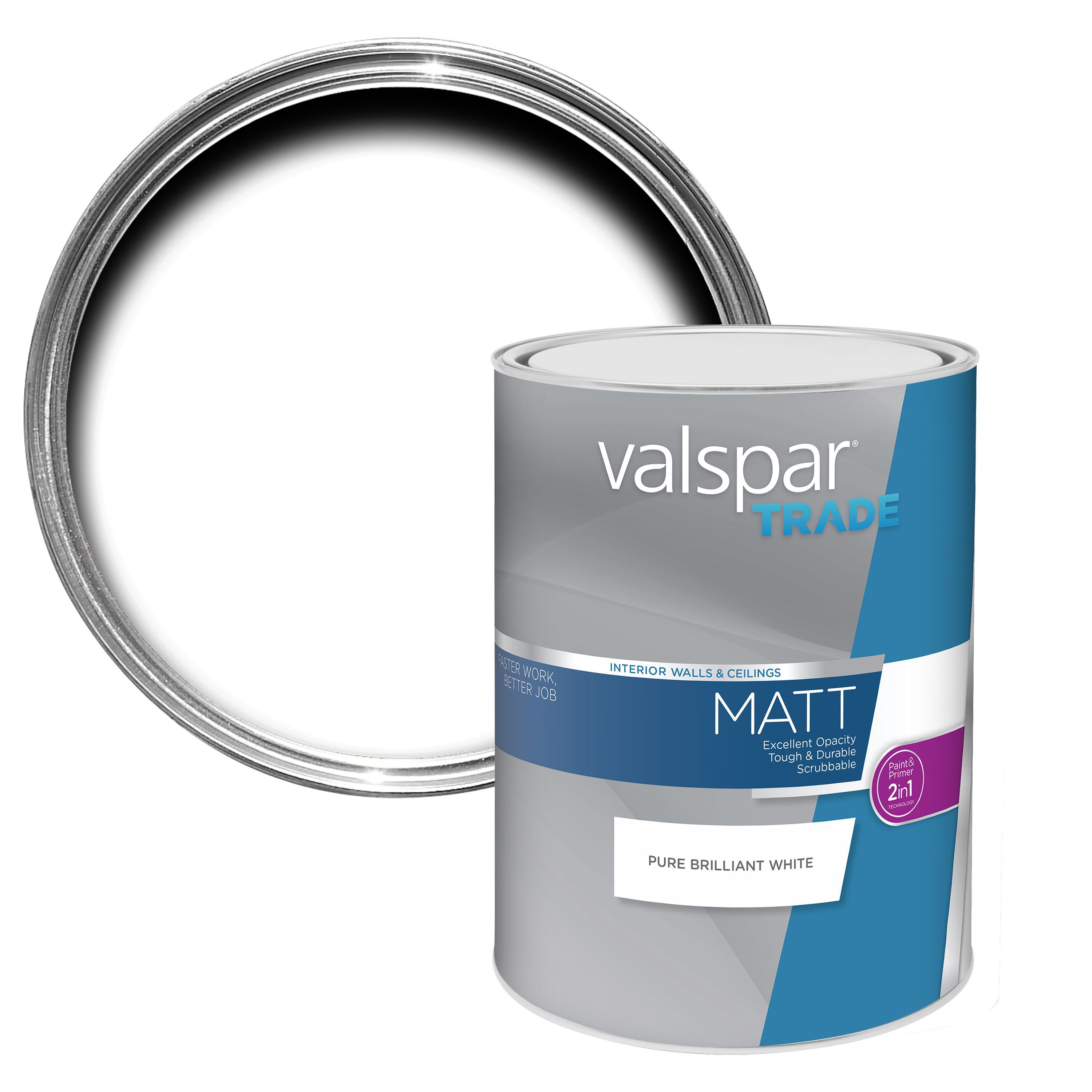 Valspar Trade Pure brilliant white Matt Emulsion paint, 5L