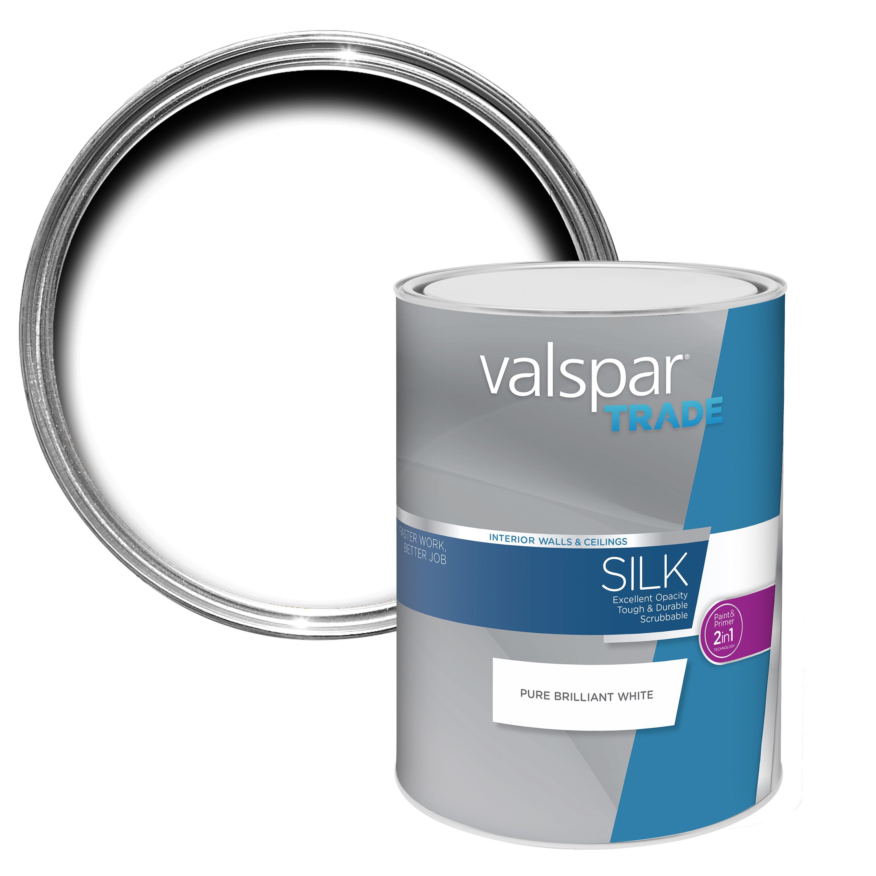 Valspar Trade Pure brilliant white Silk Emulsion paint, 5L