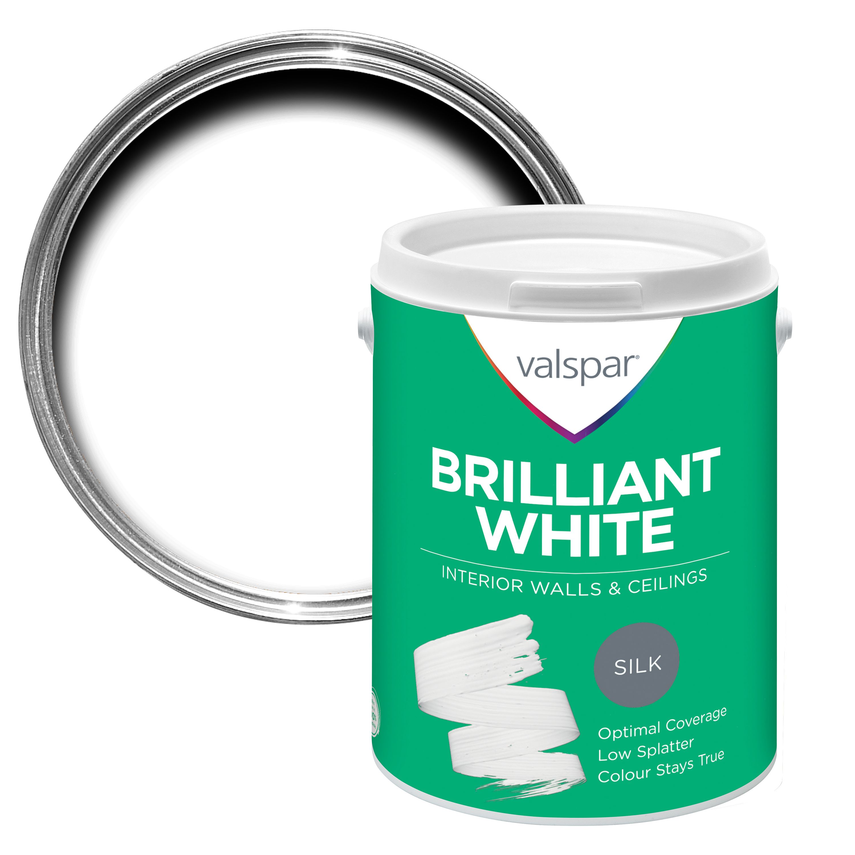 Valspar White Silk Emulsion paint, 5L | DIY at B&Q