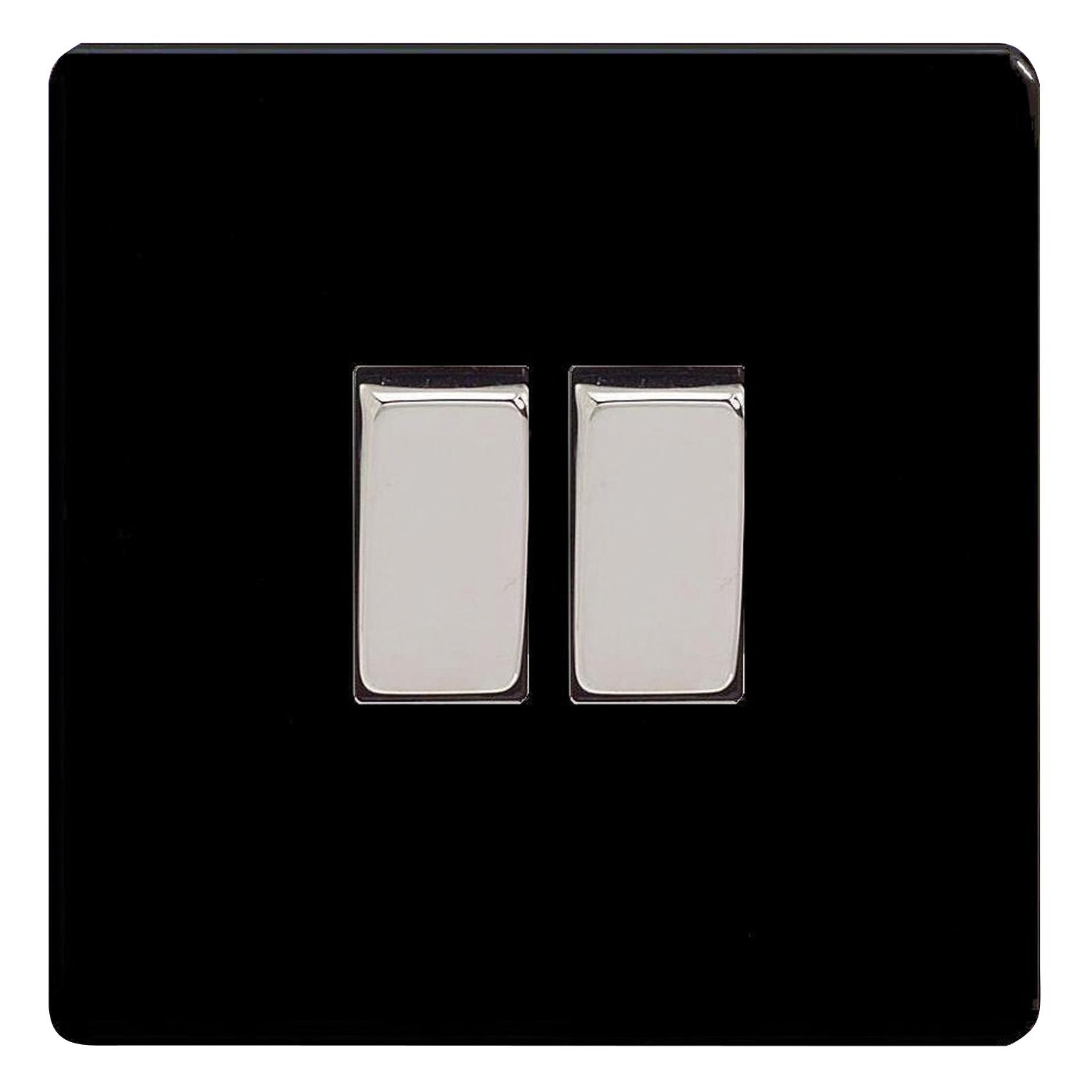 Varilight 10A 2 way Gloss jet black Double Light Switch | DIY at B&Q