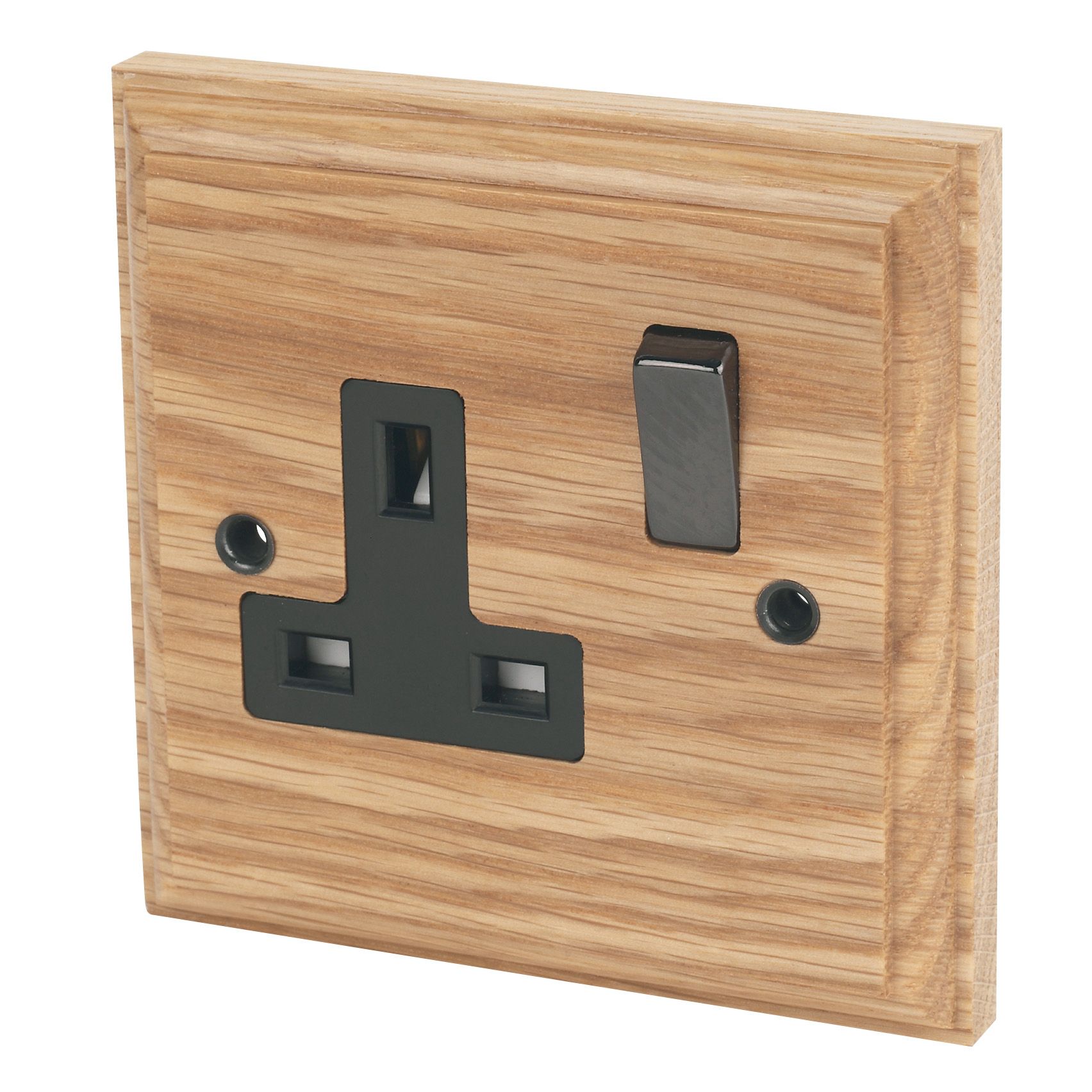 Varilight Brown Single 13A Switched Socket with Black inserts | DIY at B&Q