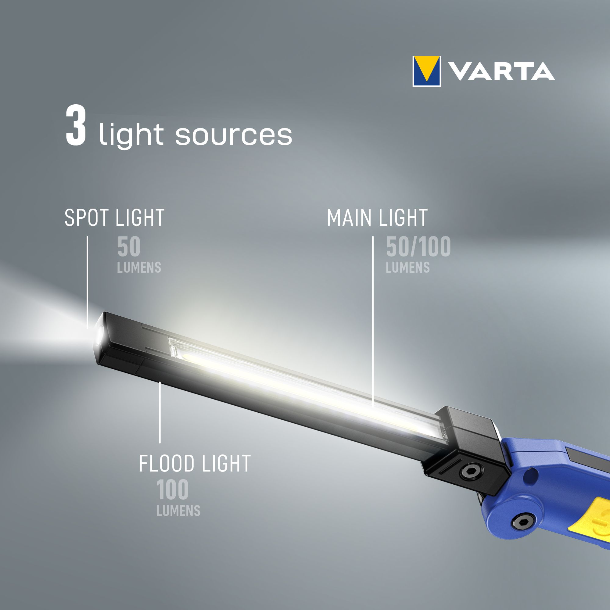 Varta Black Rechargeable 100lm LED Battery-powered Inspection torch