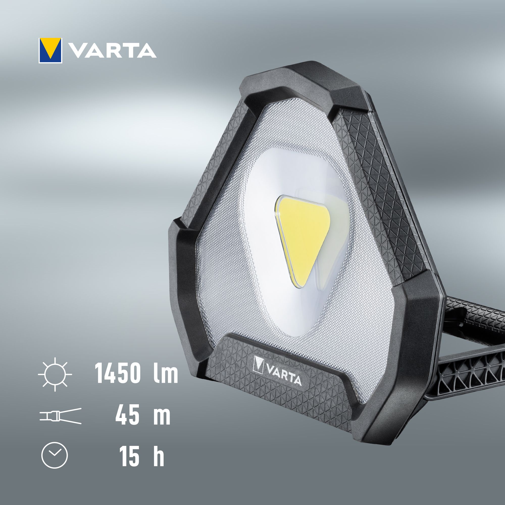 VARTA BLACK RECHARGEABLE 1450LM LED BATTERY-POWERED INSPECTION TORCH