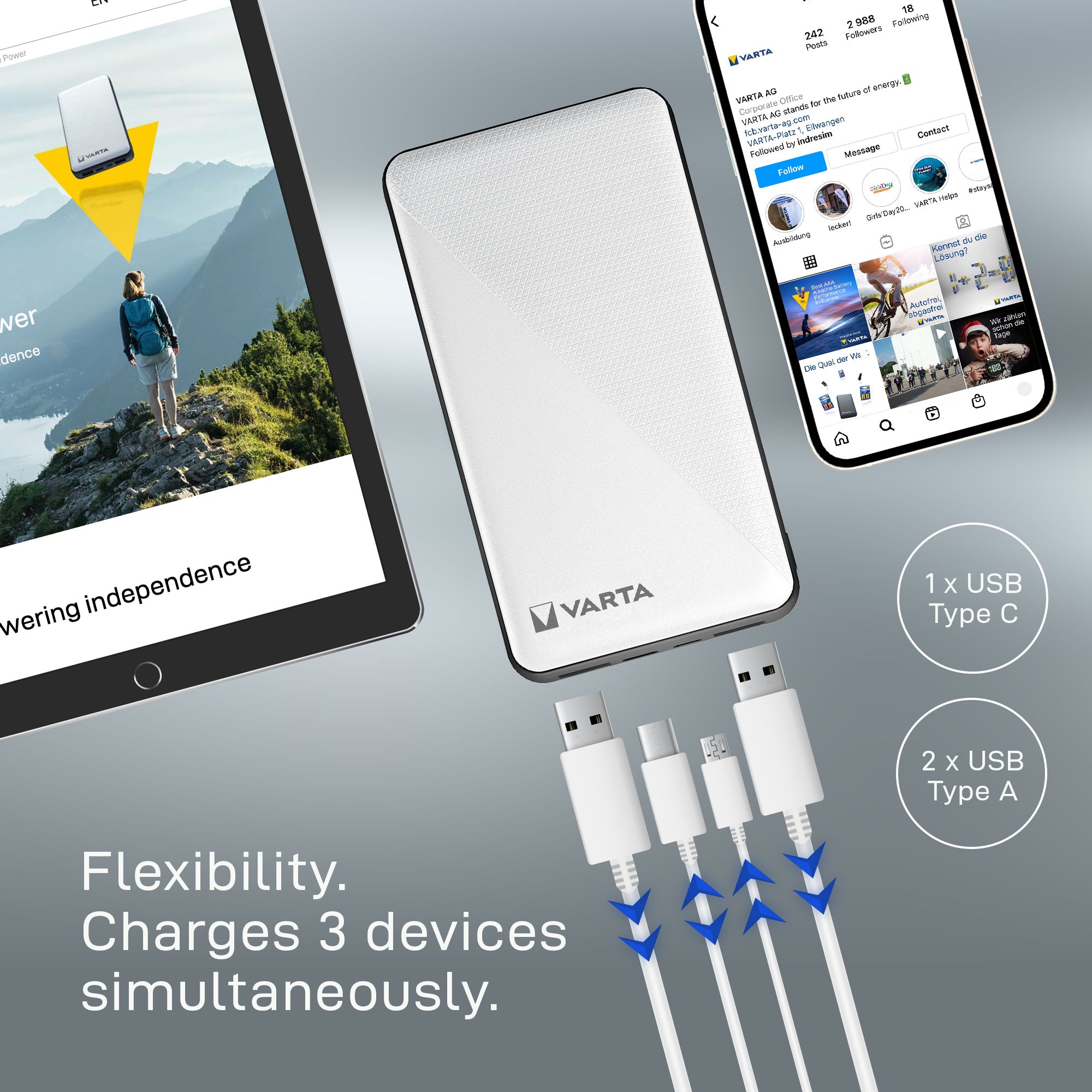 Varta Electrical White Portable Hybrid Power bank 10000mAh