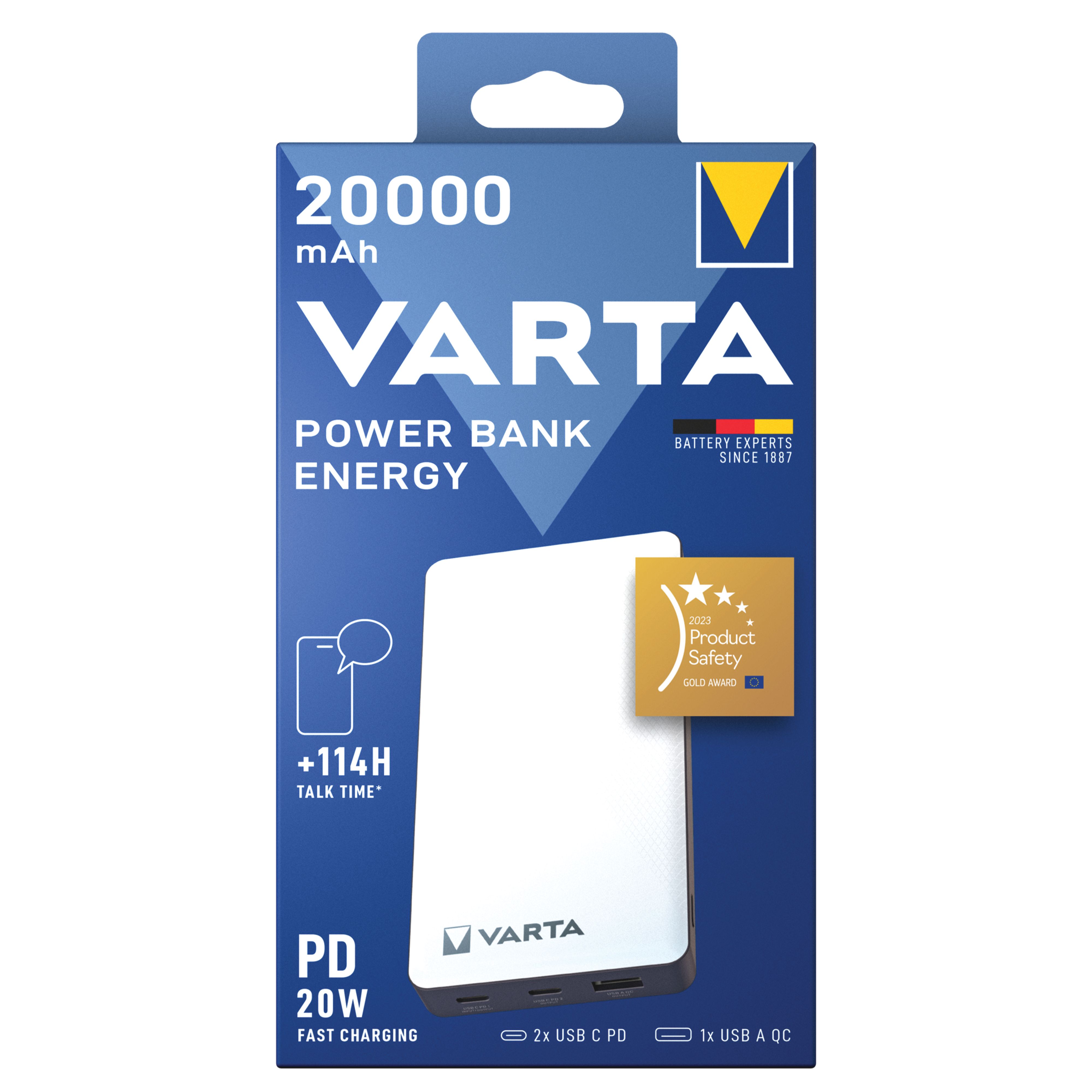 Varta Electrical White Portable Hybrid Power bank 20000mAh