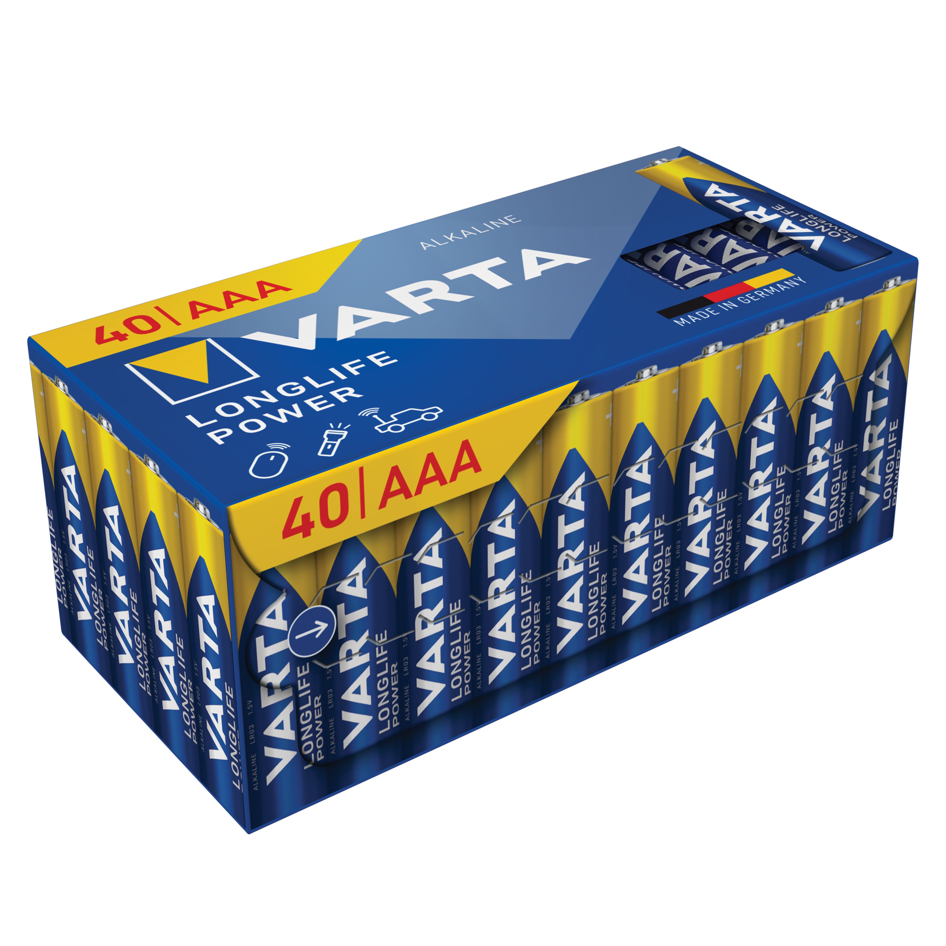 Varta Longlife Power 1.5V AAA Batteries, Pack of 40