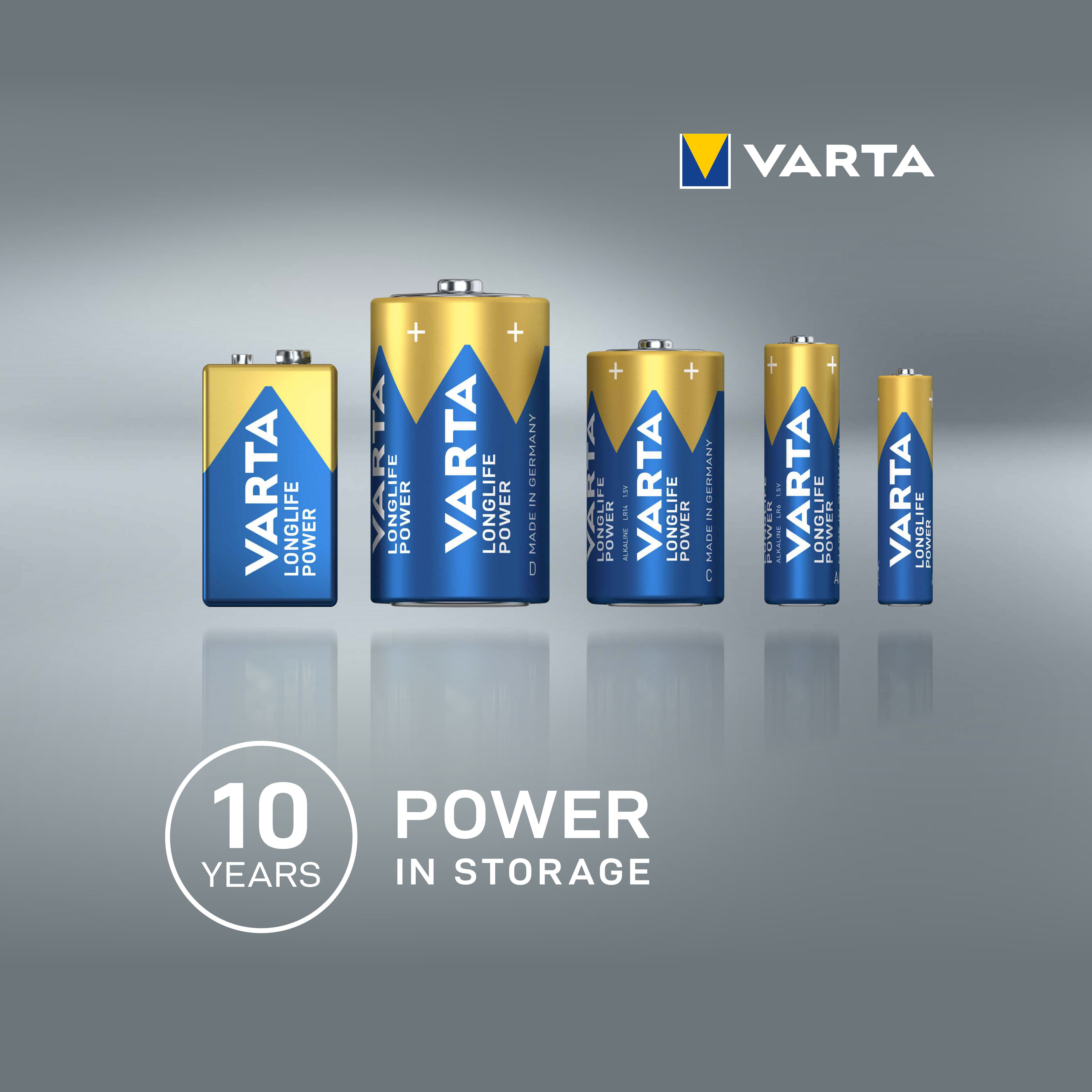 Varta Longlife Power 1.5V AAA Batteries, Pack of 8