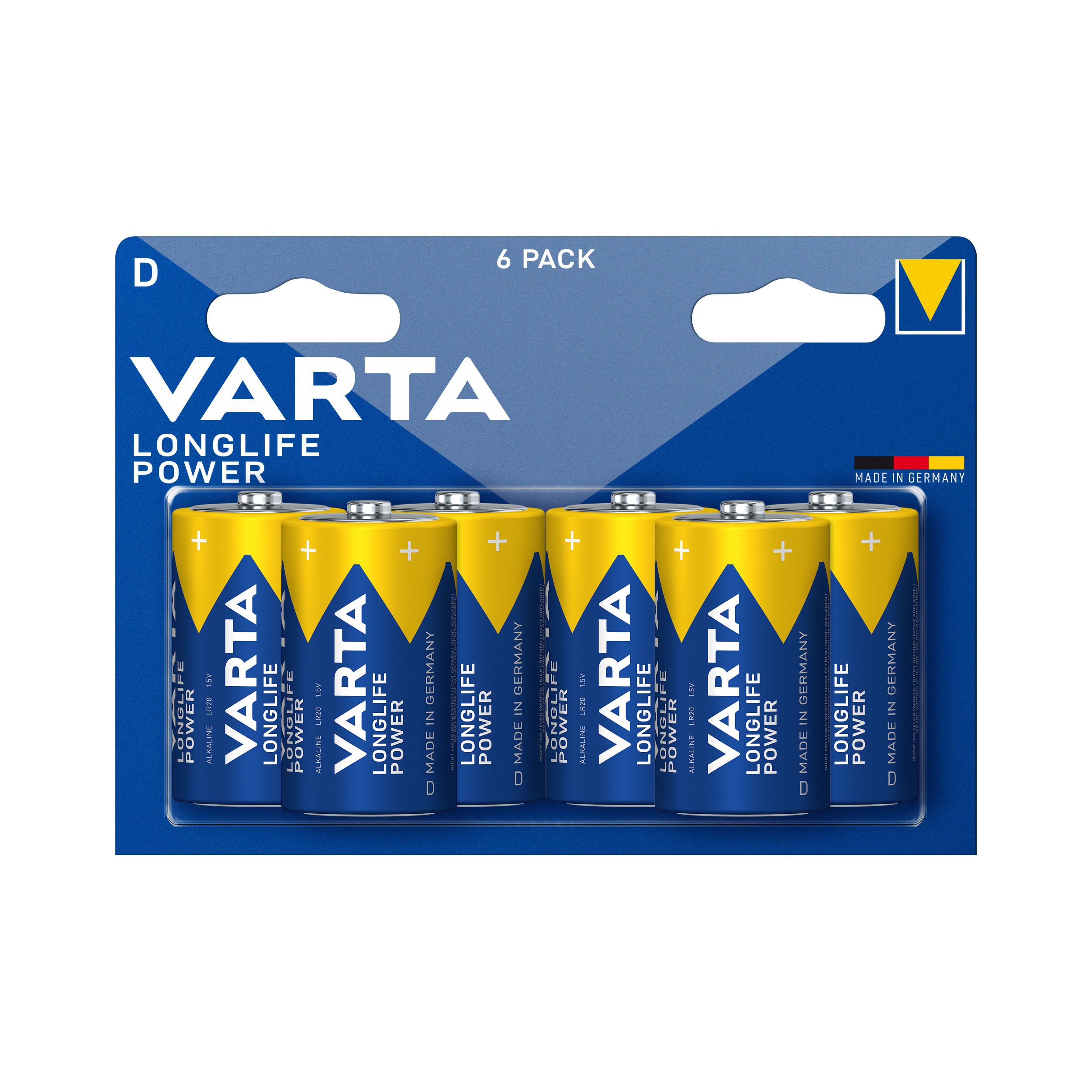 Varta Longlife Power D (LR20) Battery, Pack of 6 | DIY at B&Q