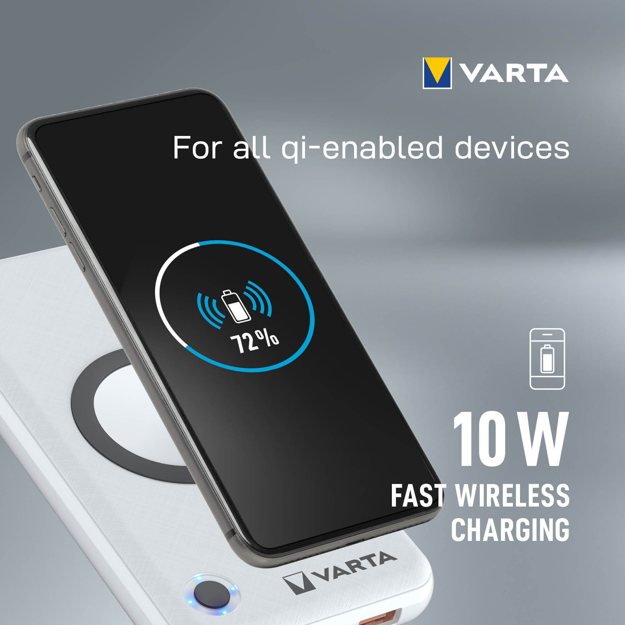Varta Wireless White Portable Hybrid Power bank 15000mAh