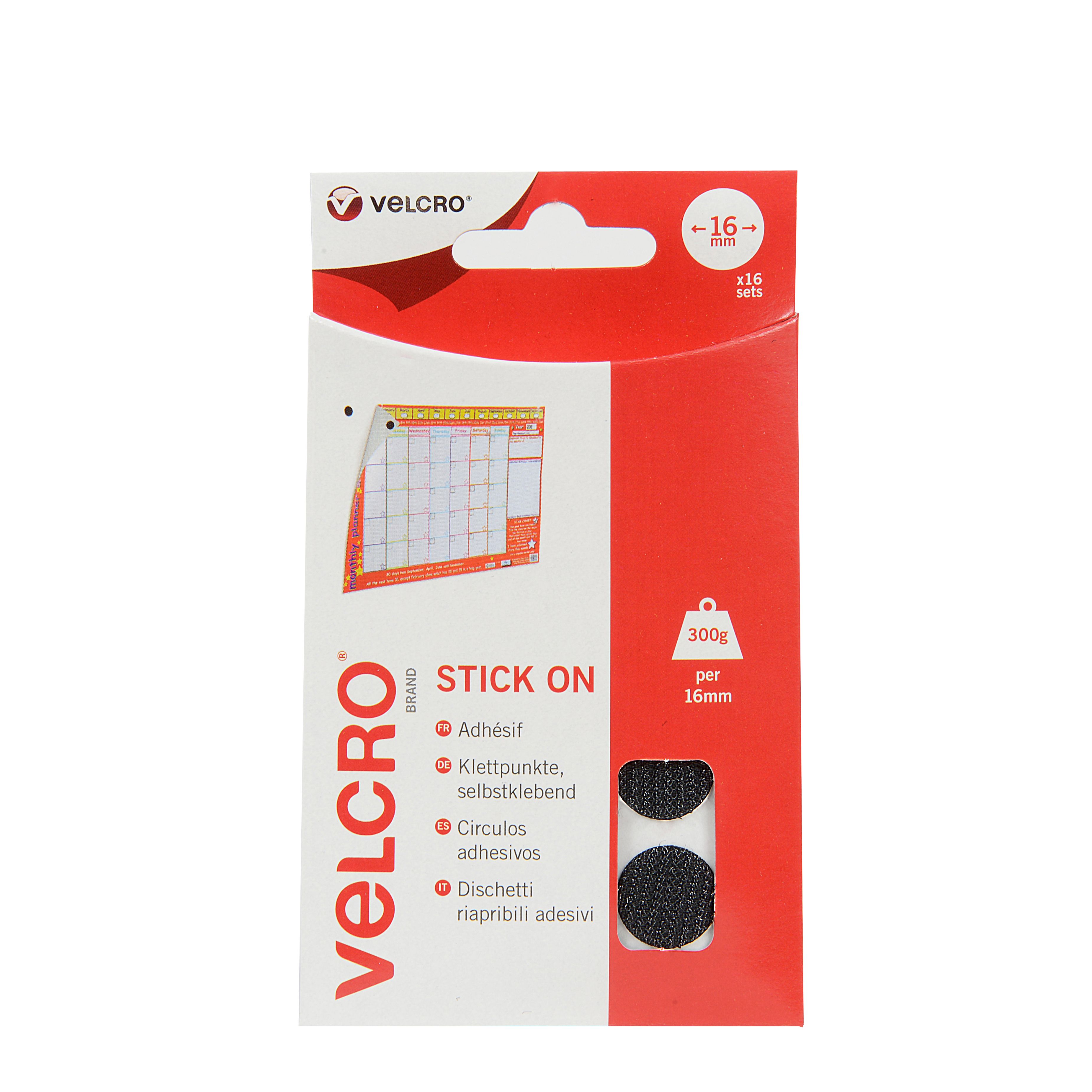 Velcro brand Black Hook loop Stick on coins L 0.02m W 16mm Pack of